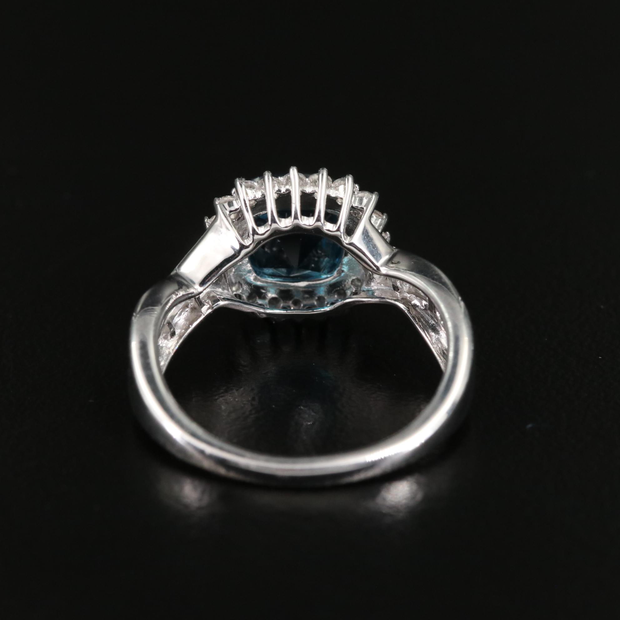 Sterling Blue Topaz and White Sapphire Crossover Ring | EBTH