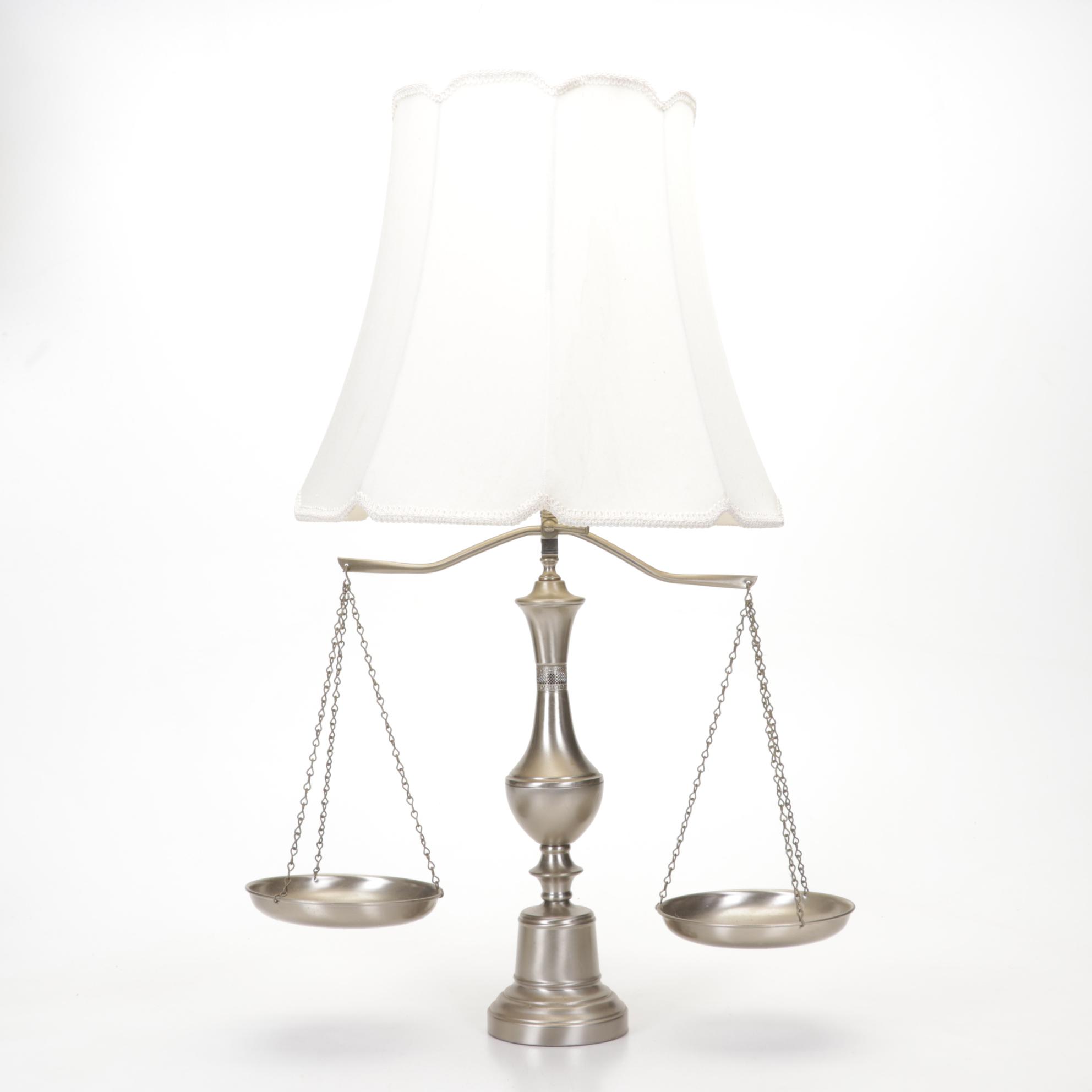 Mid Century Modern Style Scales of Justice Lamp and Metal Collapsing ...