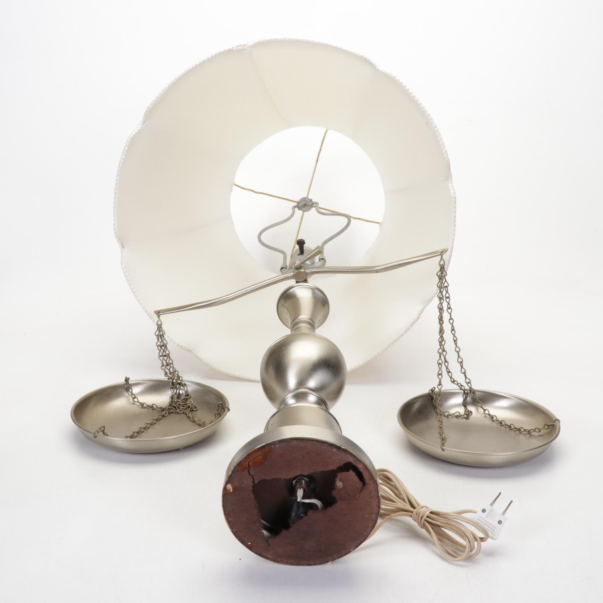 Mid Century Modern Style Scales of Justice Lamp and Metal Collapsing ...