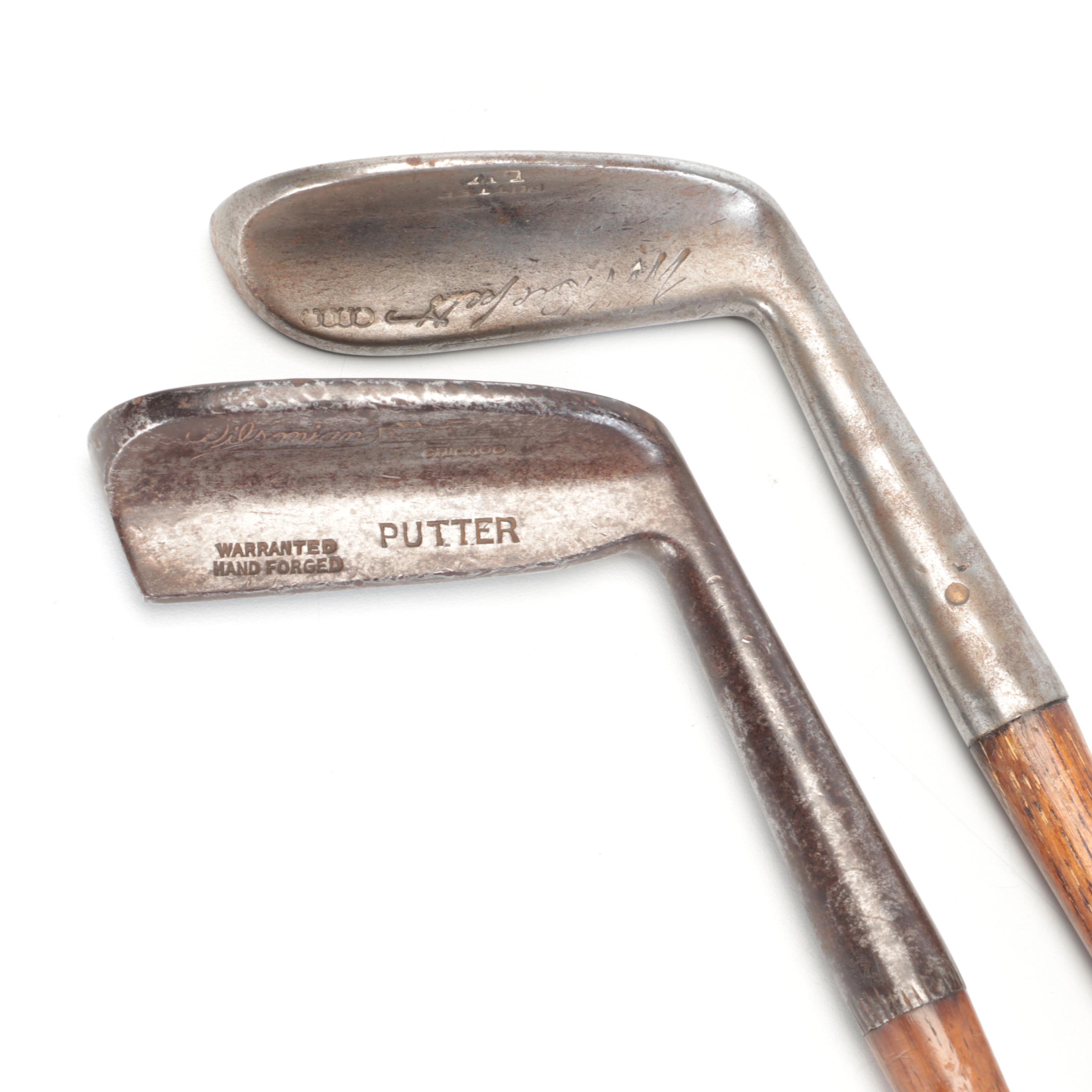 Wilsonian Hand-Forged Putter with Other Hickory Shaft Golfing Irons and ...