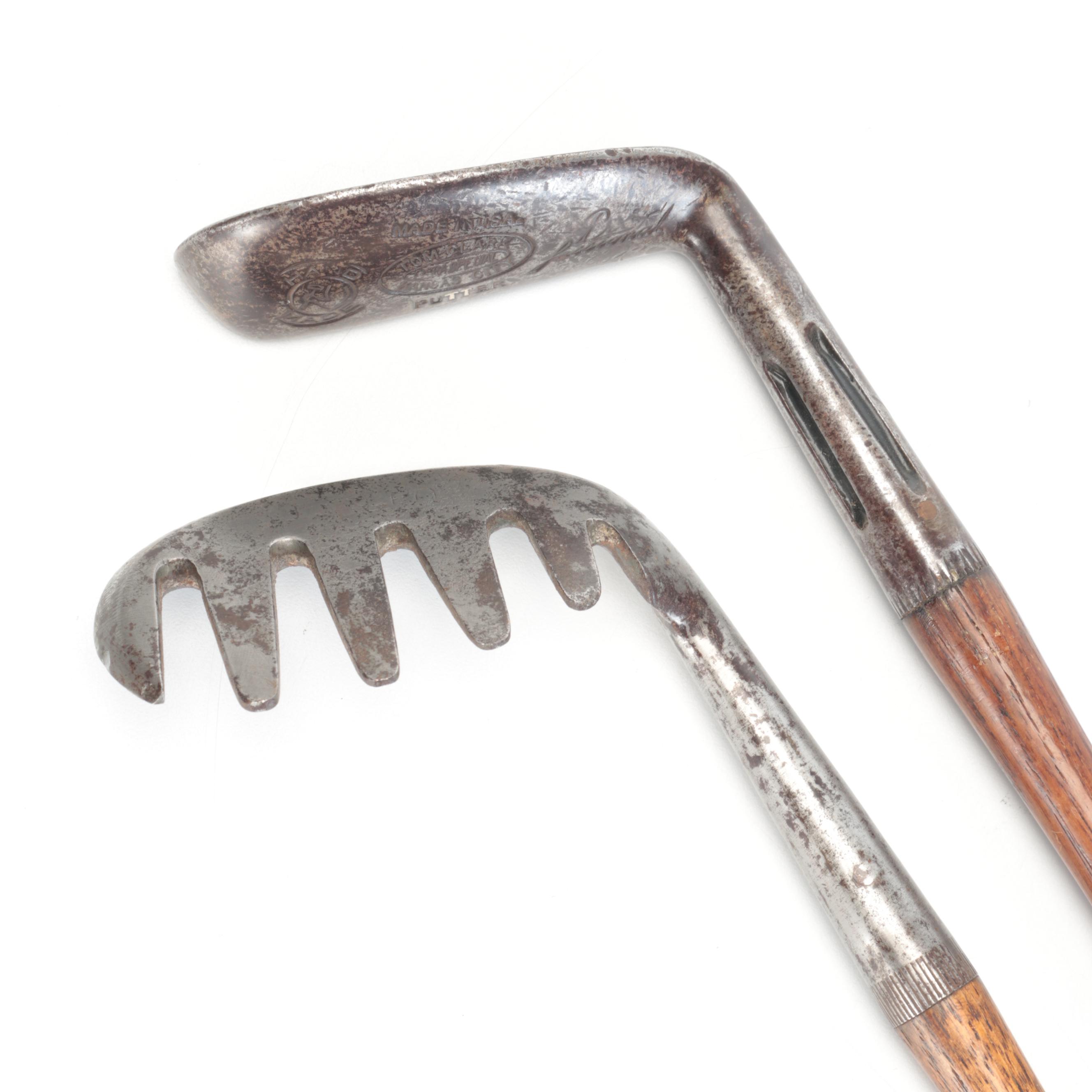 Wilsonian Hand-Forged Putter with Other Hickory Shaft Golfing Irons and ...