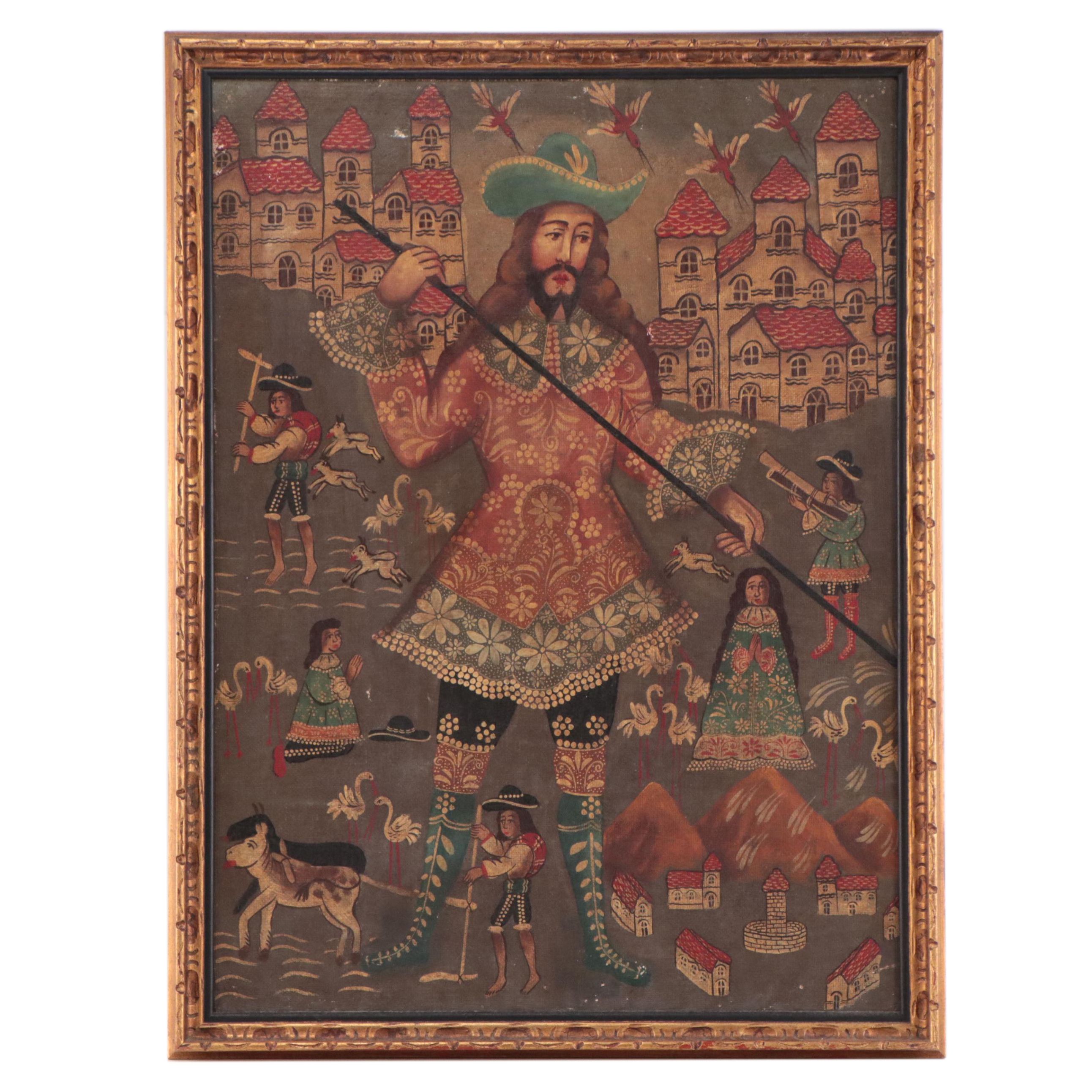 Cuzco Style Oil Painting of Isidore the Laborer | EBTH