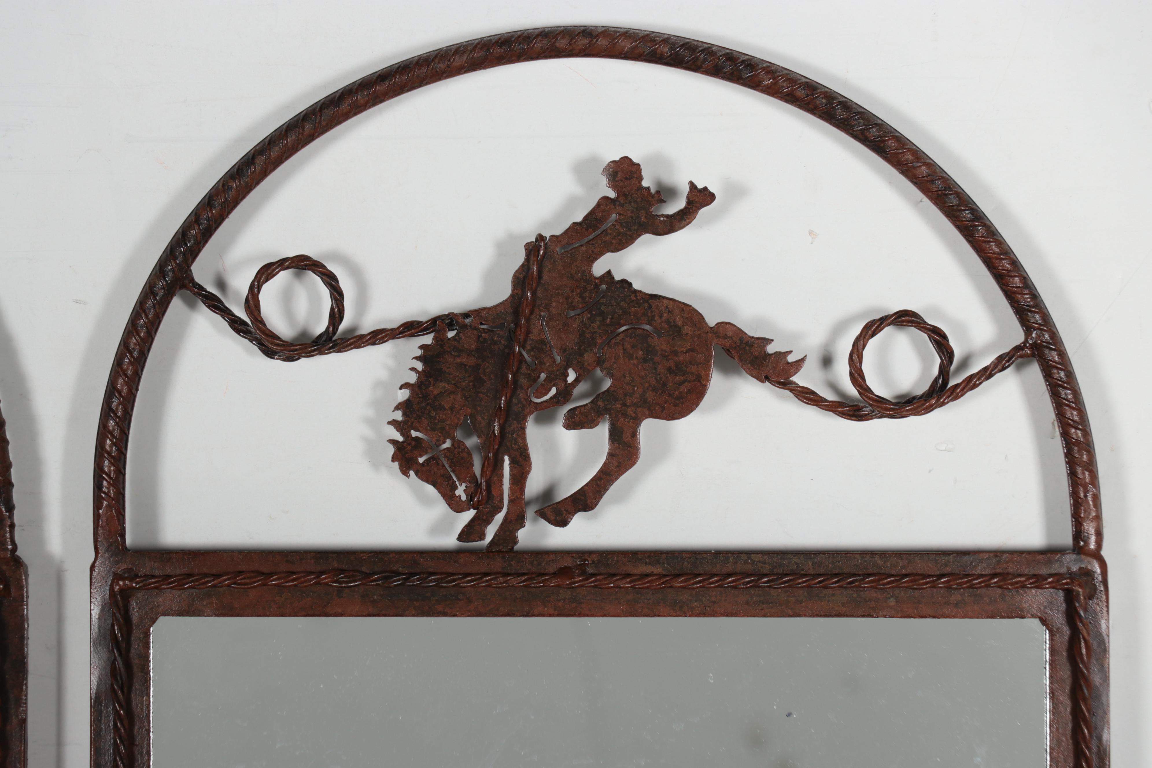 Cowboy Motif Rustic Welded Metal Wall Mirrors | EBTH