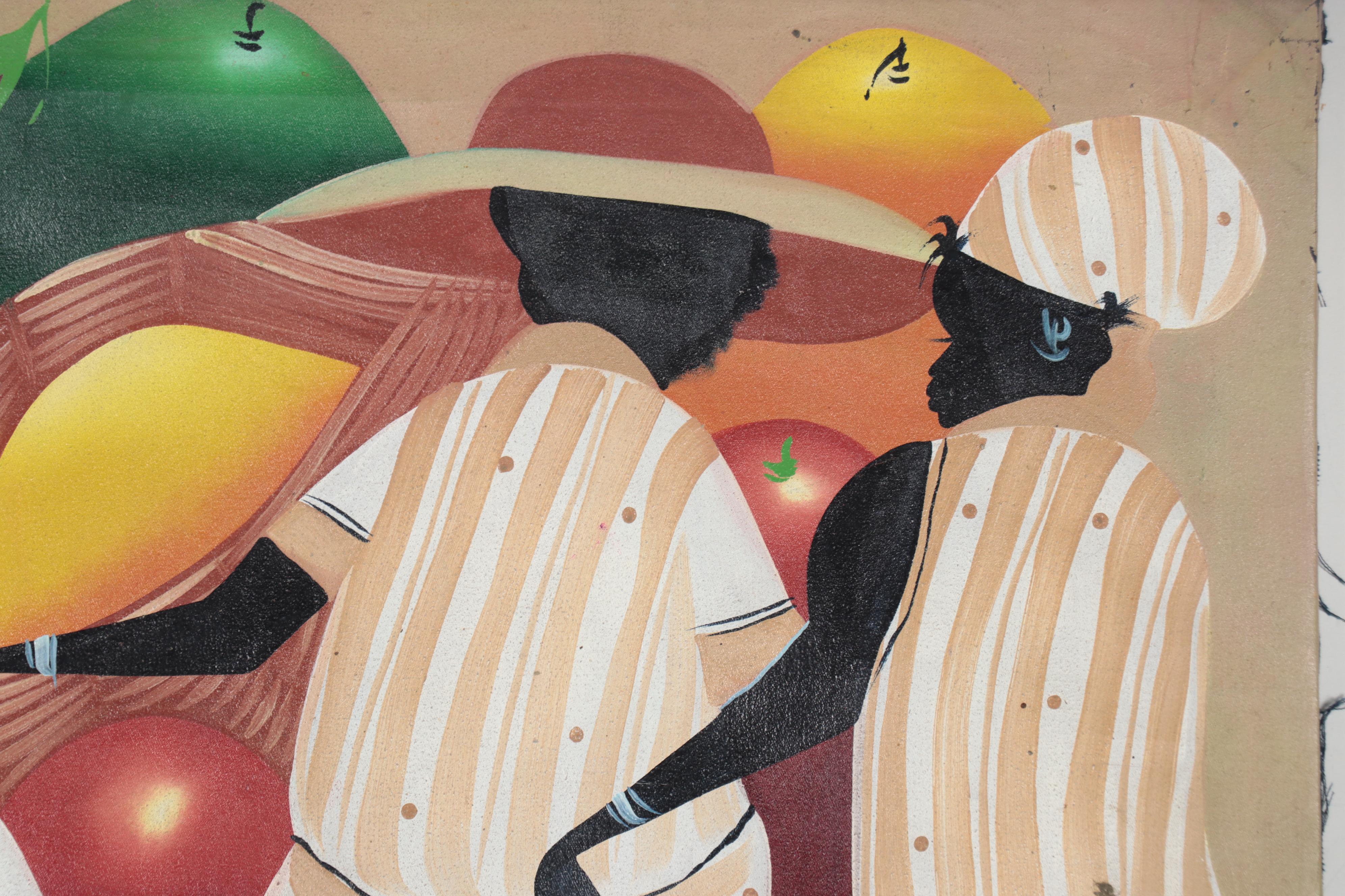 Bissainthe Haitian Folk Art Oil Painting | EBTH