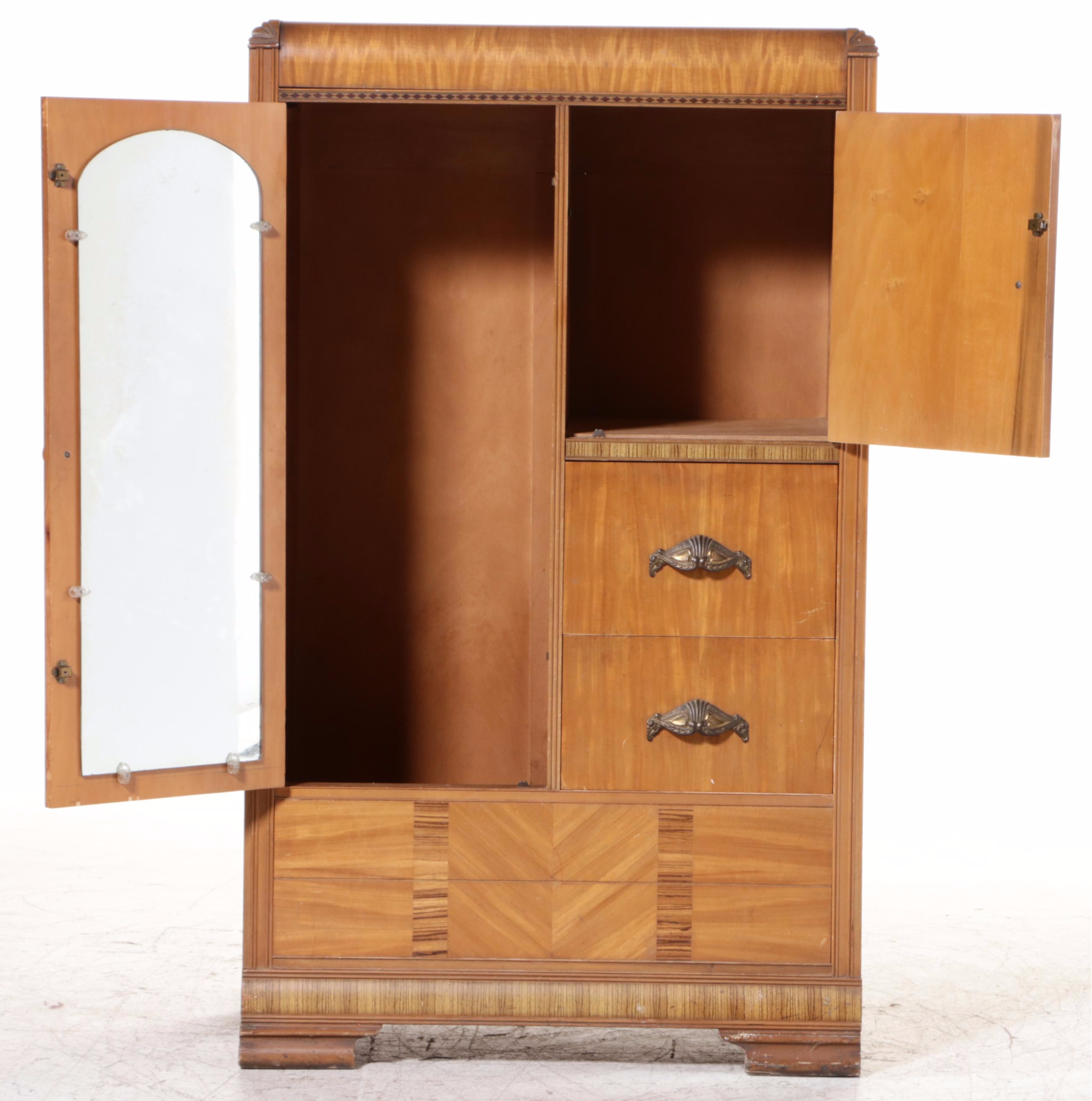 Webb Furniture Co. Art Deco Waterfall Veneer Chifferobe, circa 1930 | EBTH