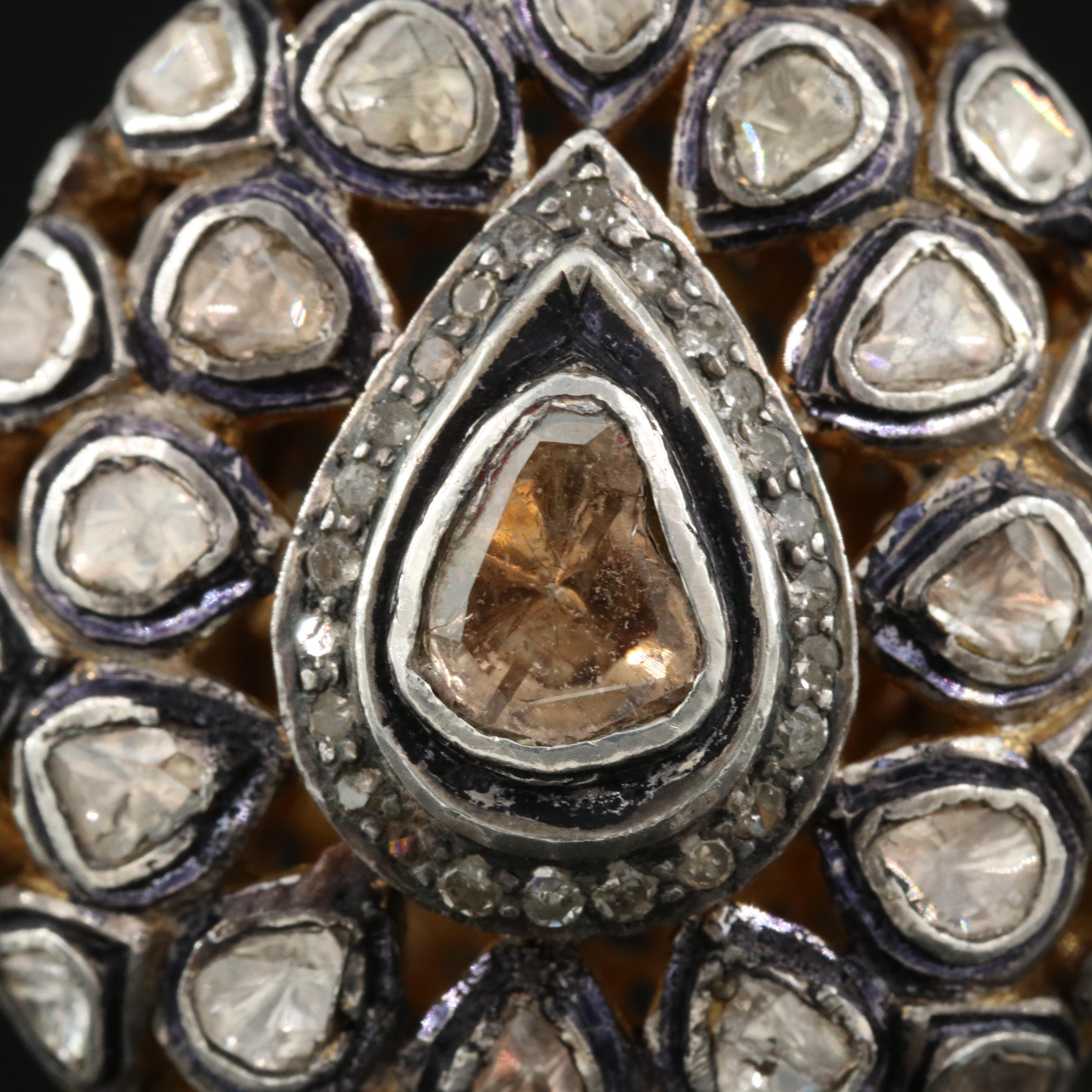 Mughal Style 14K and Sterling Diamond Ring | EBTH