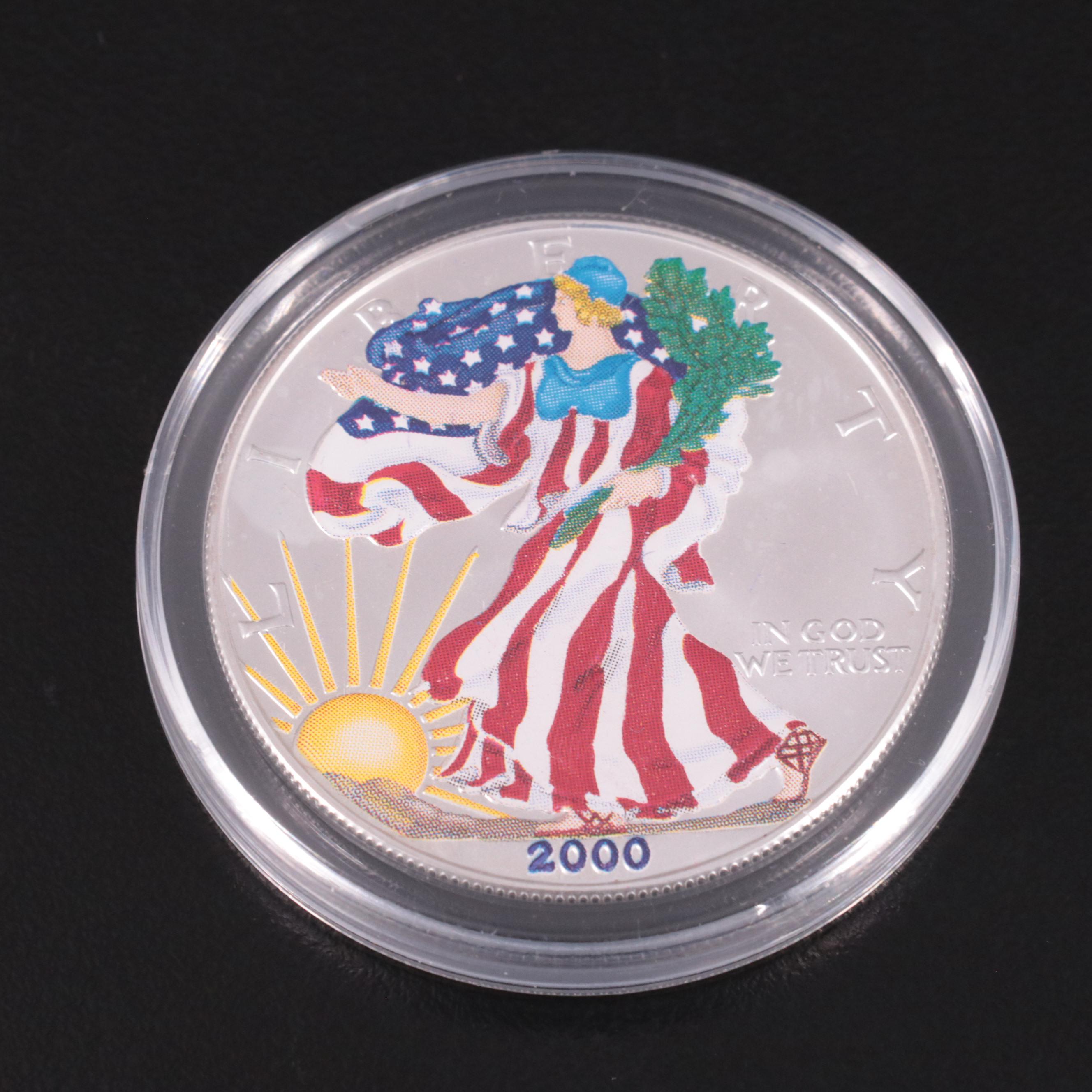 2000 Colorized American Silver Eagle and Three Fantasy Base Metal Gold ...