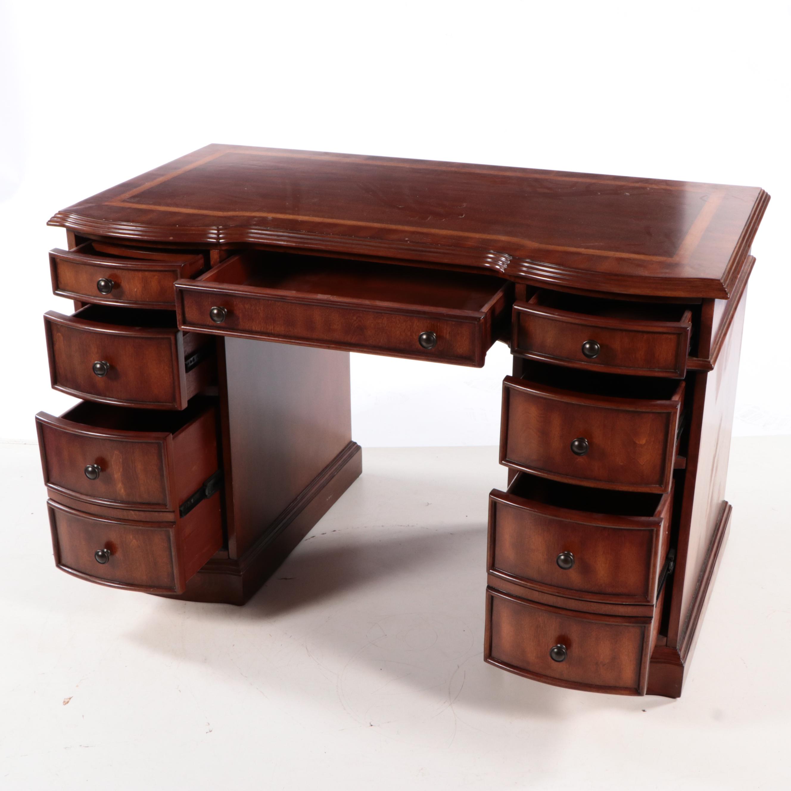 Home Meridian "Preston" Regency Style Mahogany Pedestal Desk | EBTH