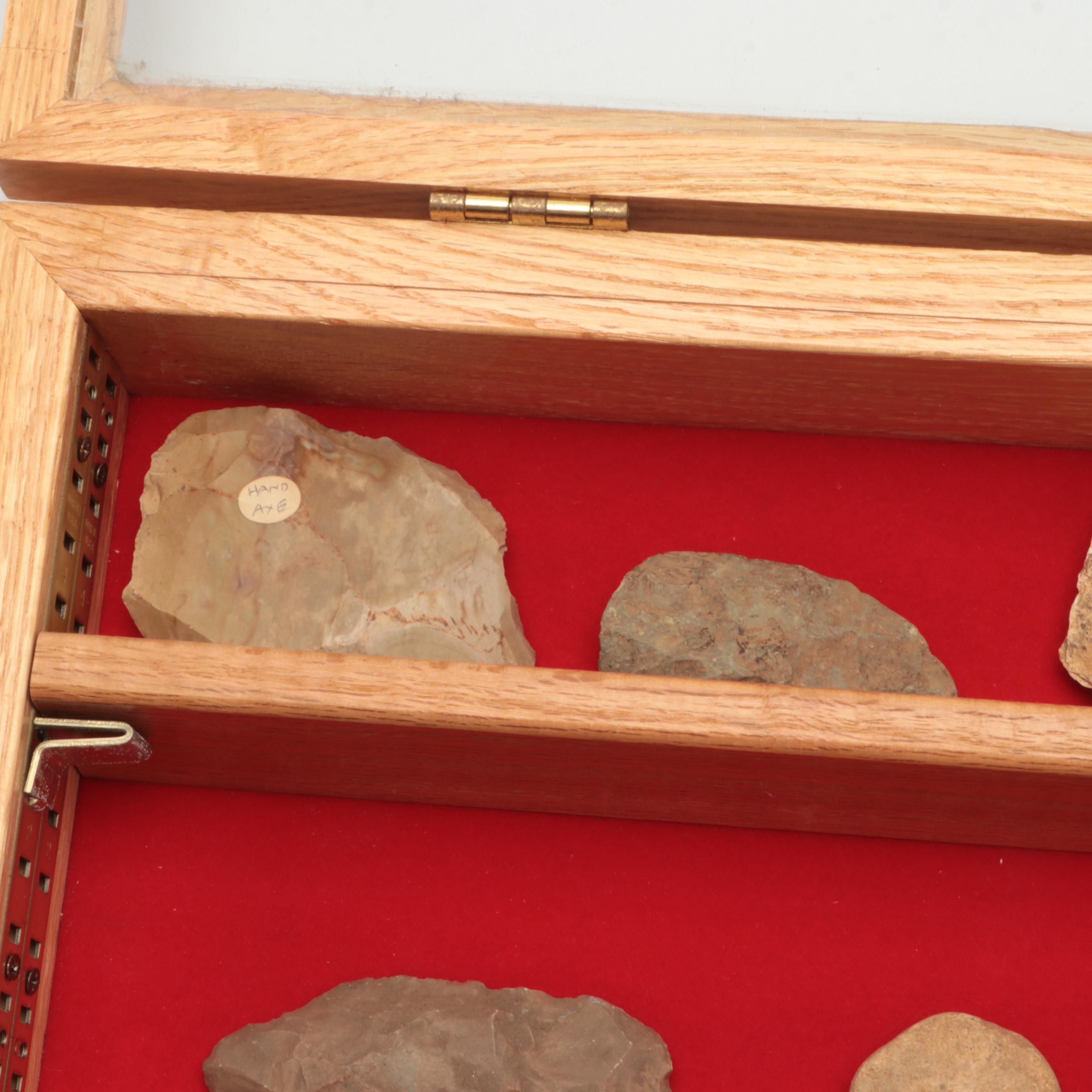 Native American Lithic Artifacts With Display Case | EBTH