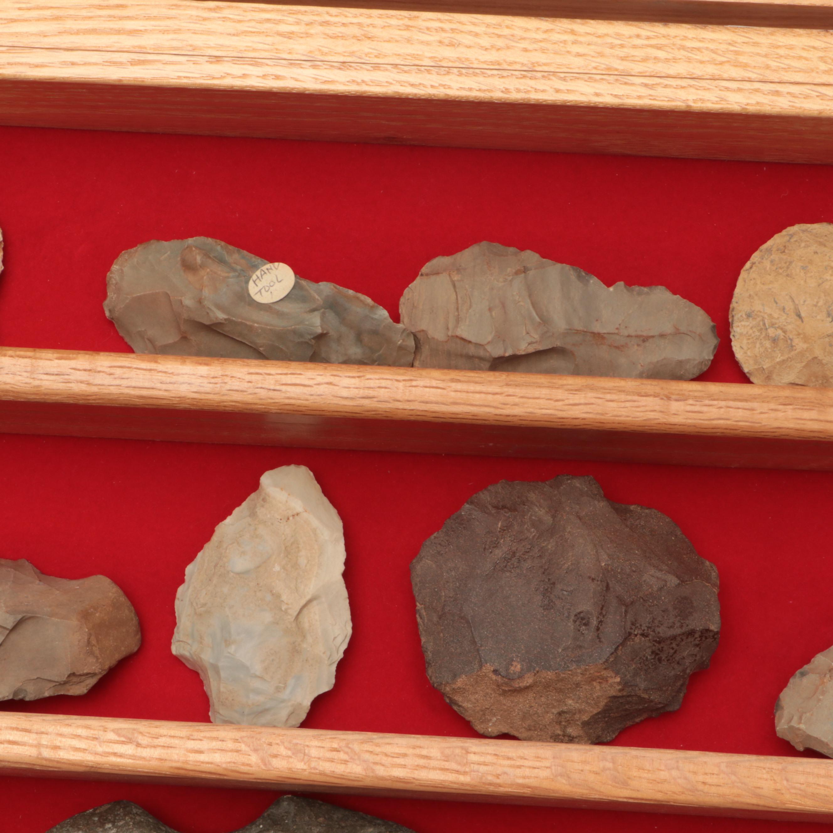 Native American Lithic Artifacts With Display Case | EBTH