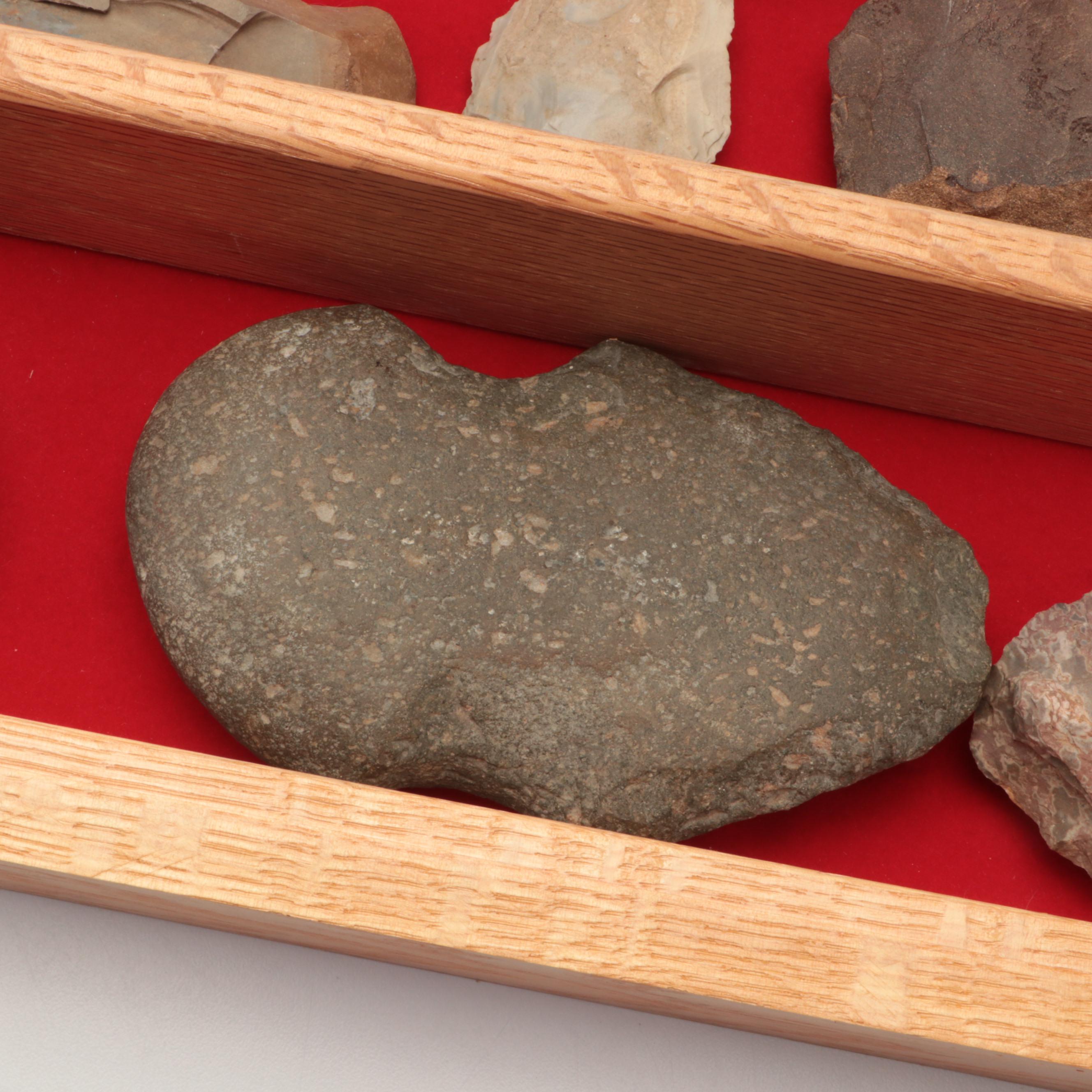 Native American Lithic Artifacts With Display Case | EBTH