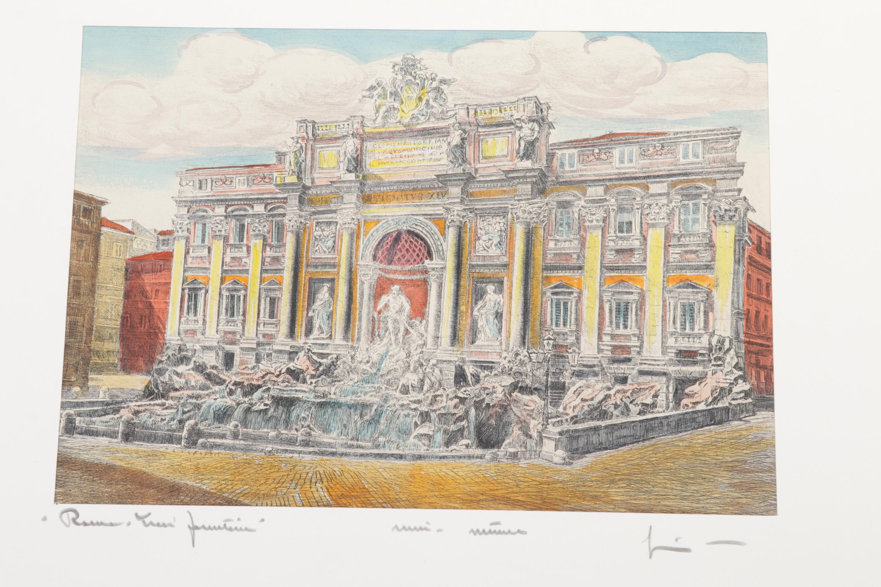 Béla Sziklay Hand-Colored Etchings of Roman, Milan, and Venice ...