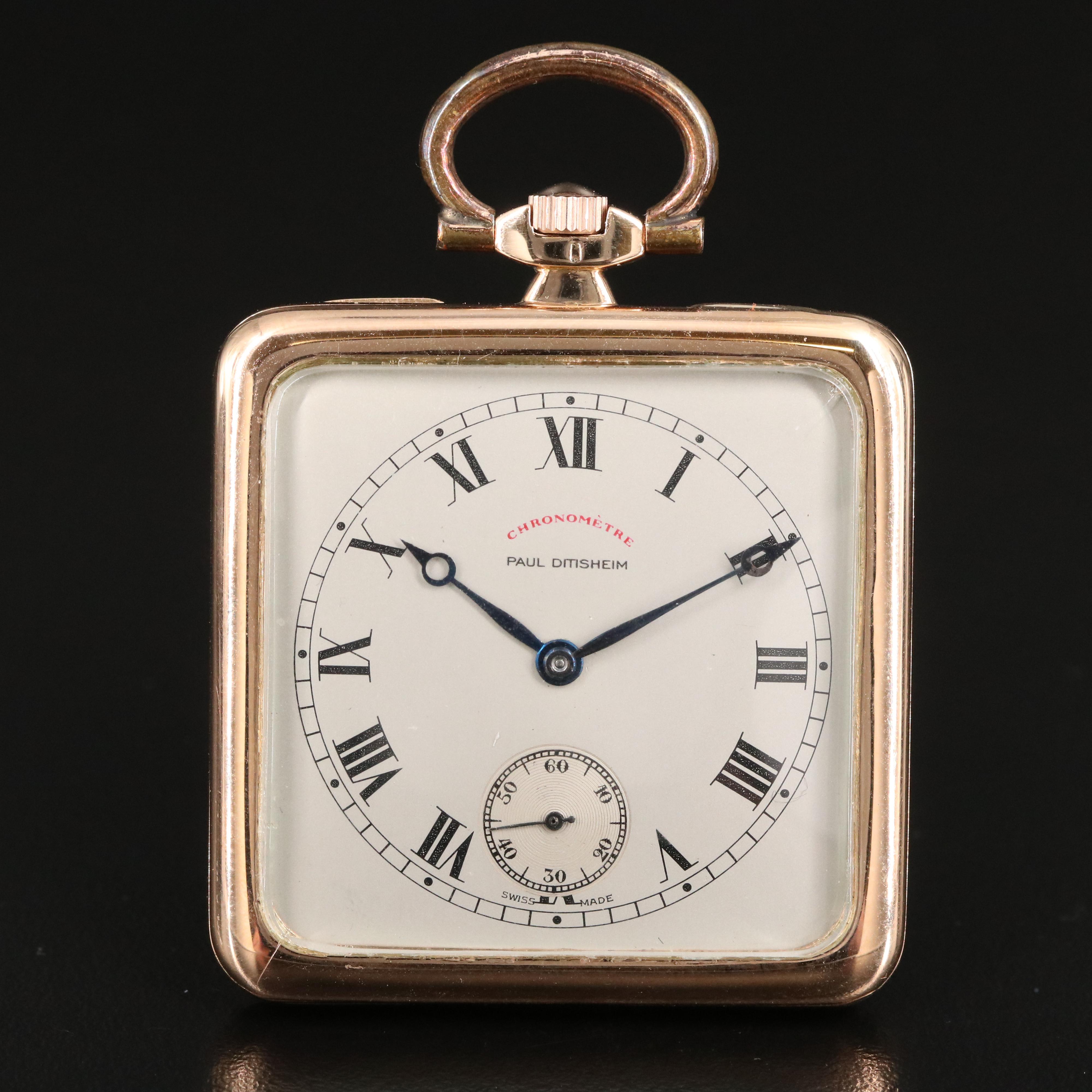 Vintage Paul Ditisheim 14K Square Pocket Watch | EBTH