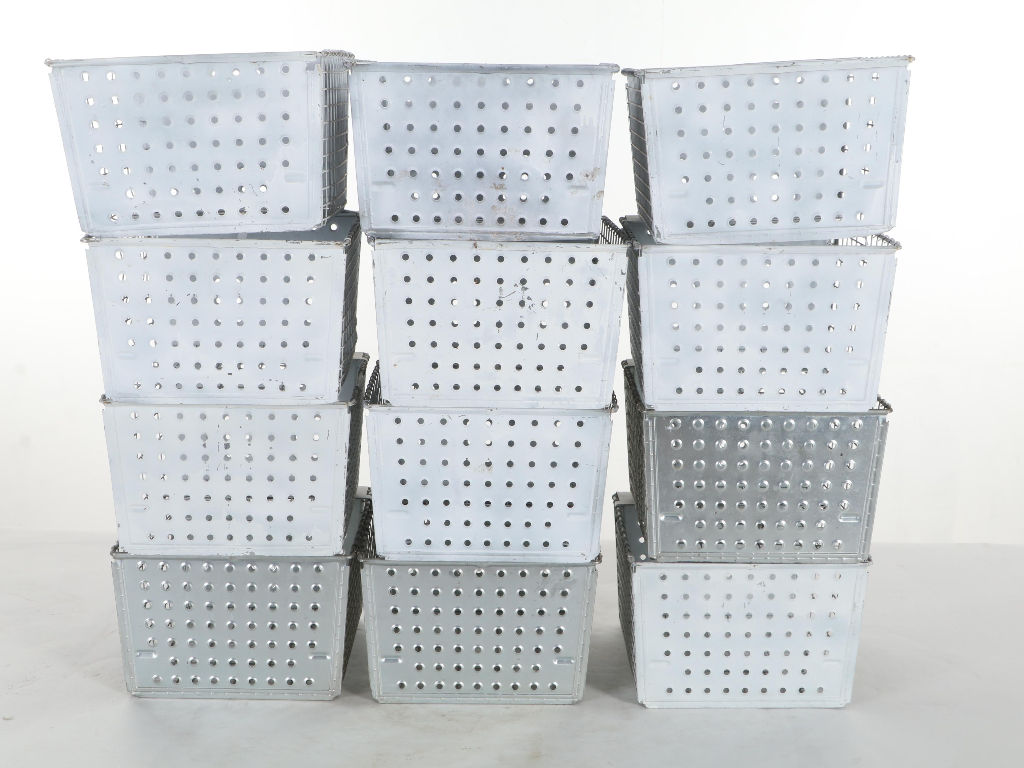 Twelve Industrial Style Galvanized Metal and Wire Storage Cubes | EBTH