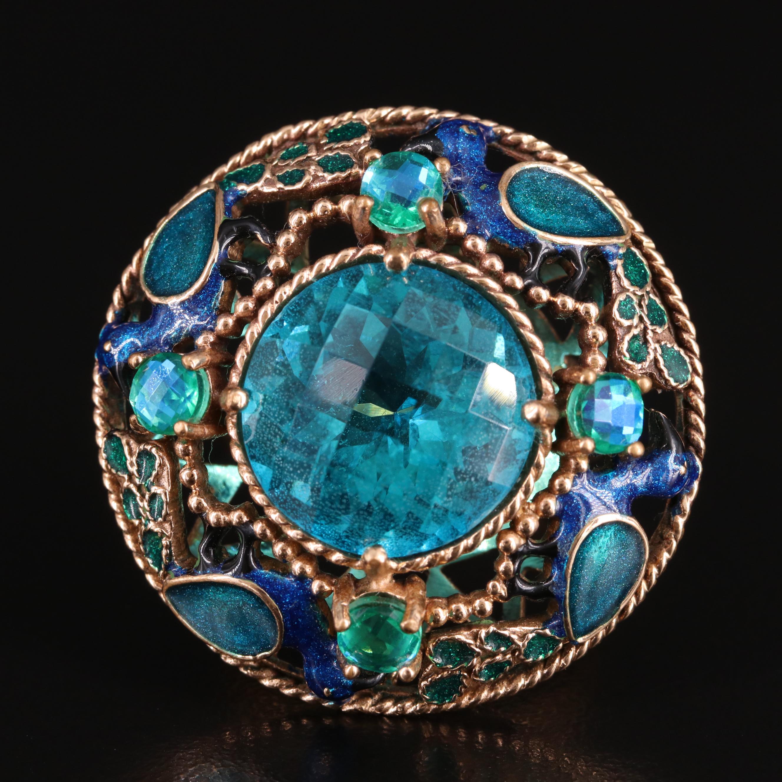 Sajen Spinel Triplet and Enamel Peacock Ring | EBTH