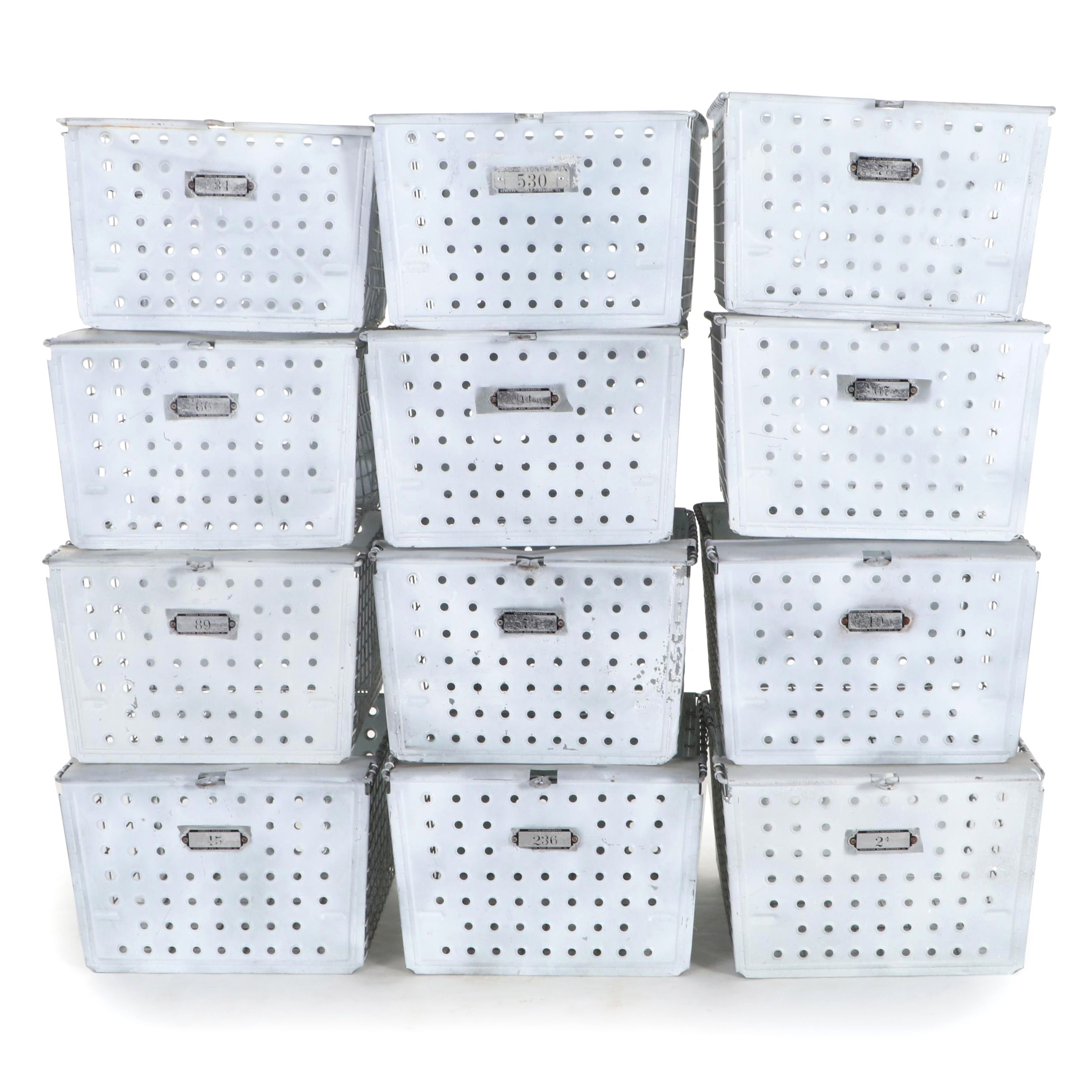 Twelve Industrial Style Galvanized Metal and Wire Storage Cubes | EBTH