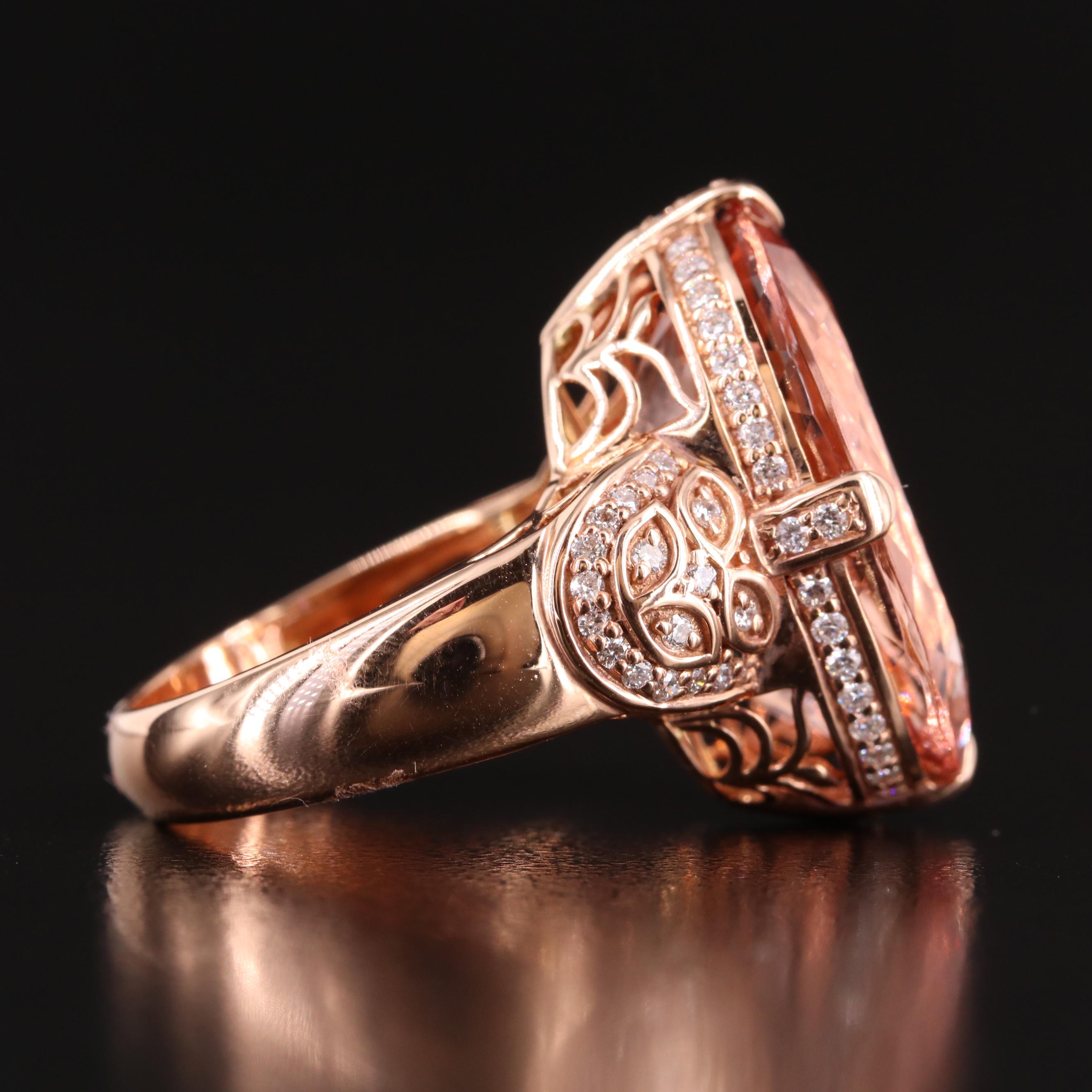 Chromia 18K Rose Gold 15.10 CT Morganite and Diamond Ring | EBTH
