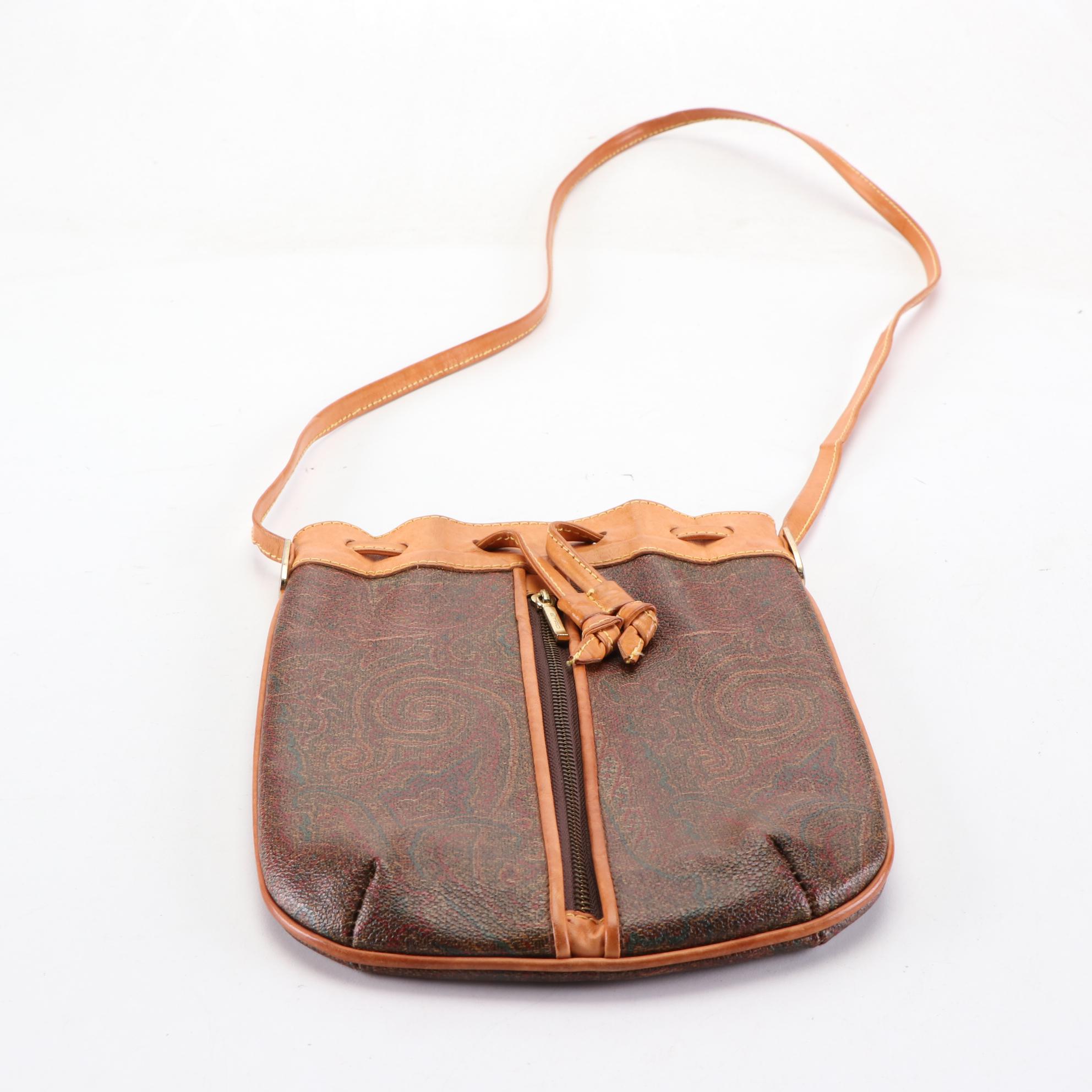 Etro Zip-Front Drawstring Crossbody Bag in Paisley Coated Canvas and ...
