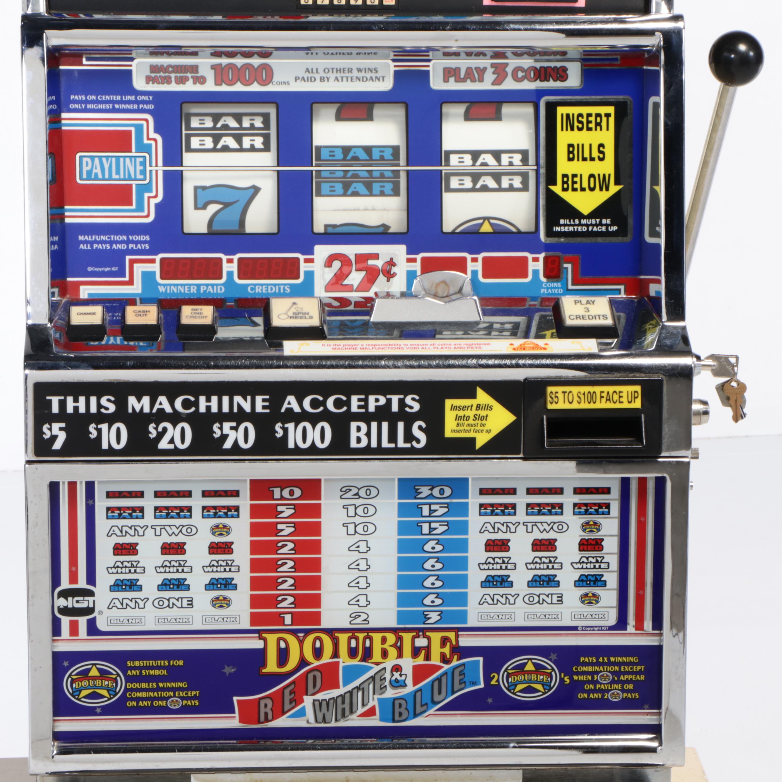 IGT Double Red, White & Blue Slot Machine With Base | EBTH