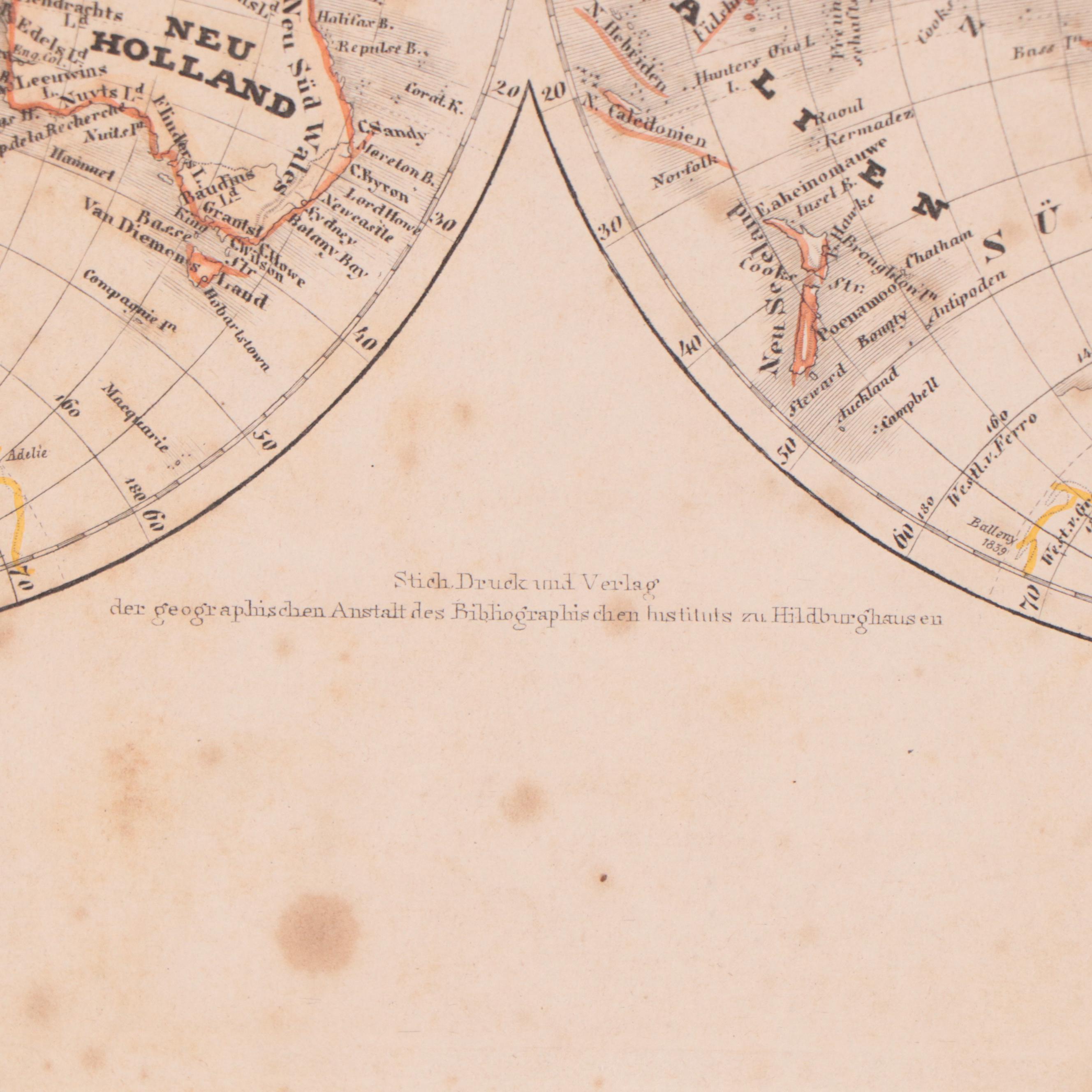 German World Atlas Hand-Colored Engraving, Circa 1849 | EBTH