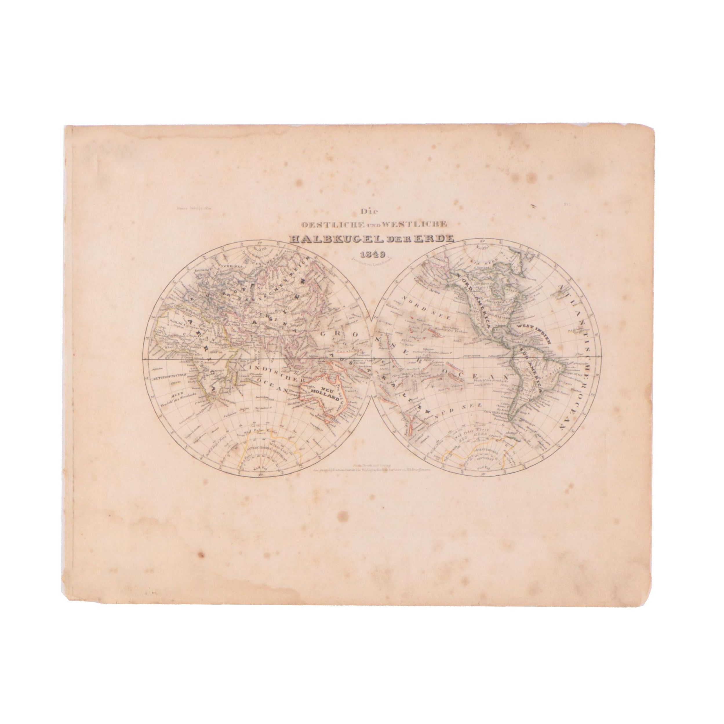 German World Atlas Hand-Colored Engraving, Circa 1849 | EBTH
