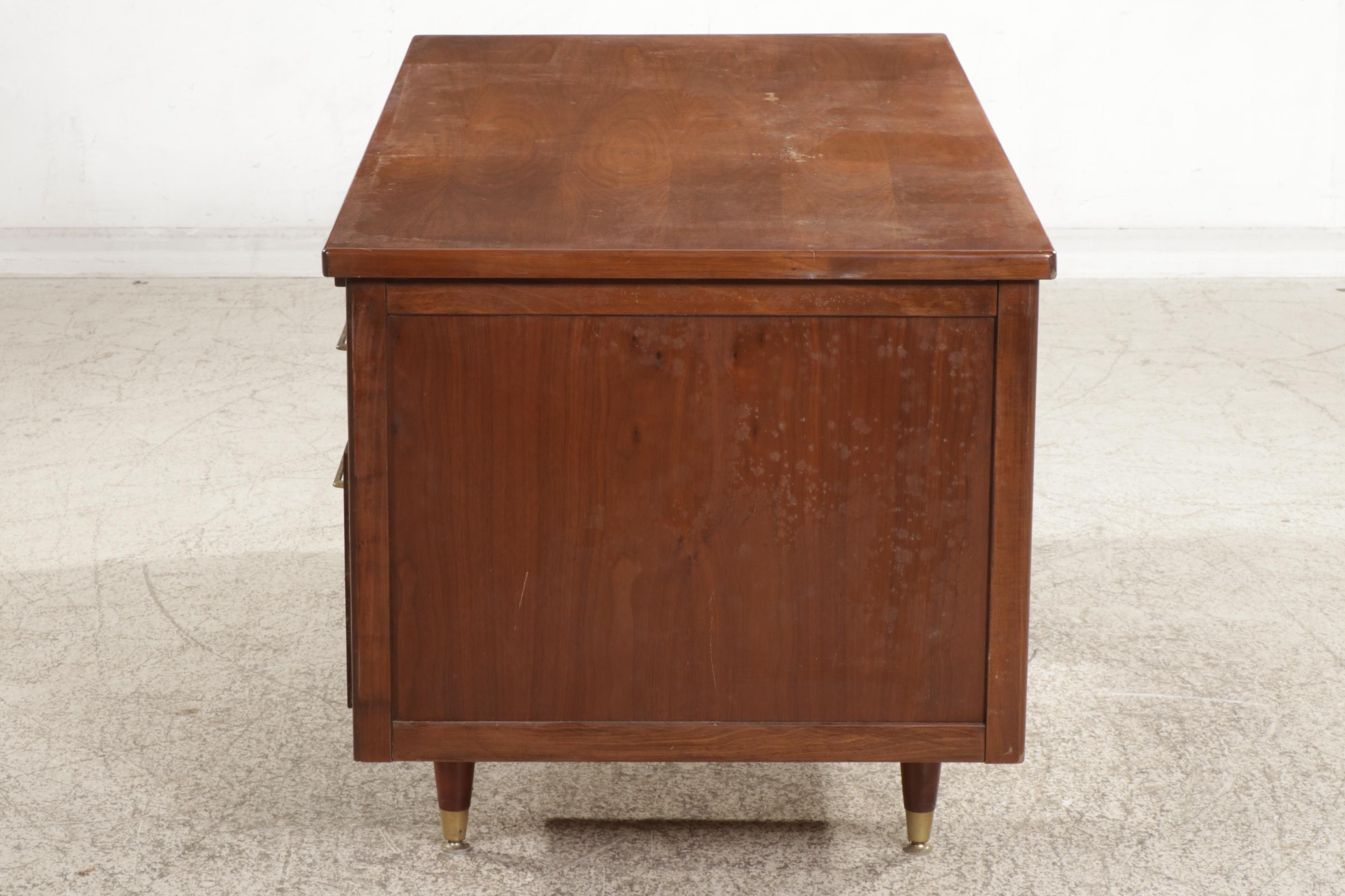 Hoosier Desks Walnut Executive Pedestal Desk, 1970s | EBTH