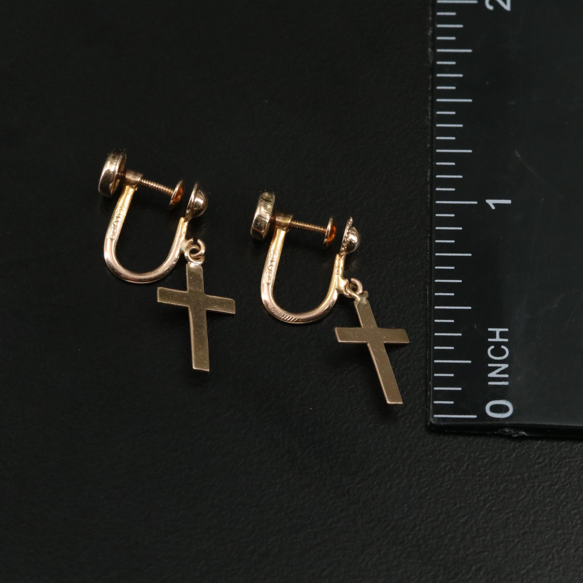 14K and 10K Drop Cross Earrings | EBTH