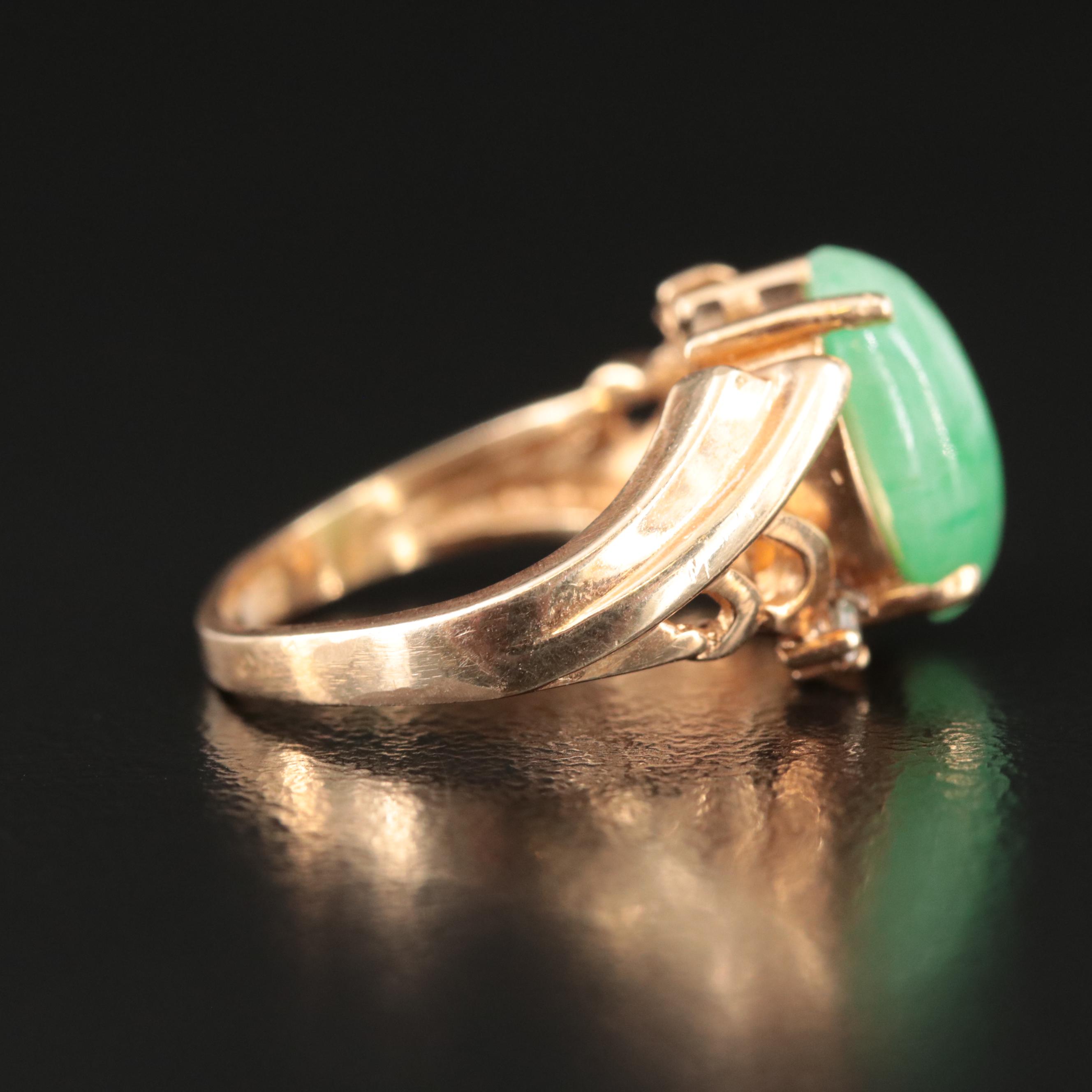 14K Jadeite and Diamond Ring | EBTH