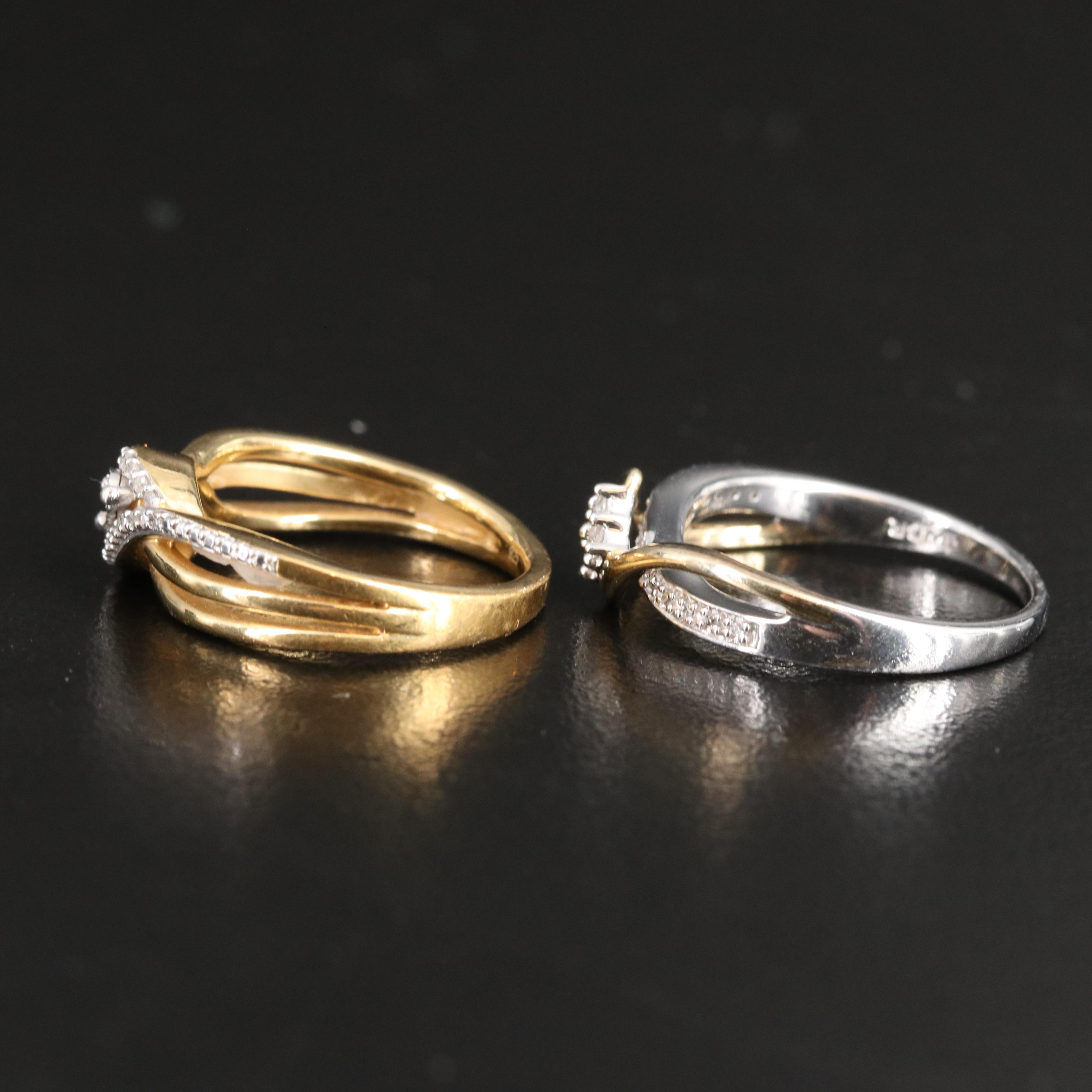 Sterling Diamond Crossover Rings | EBTH