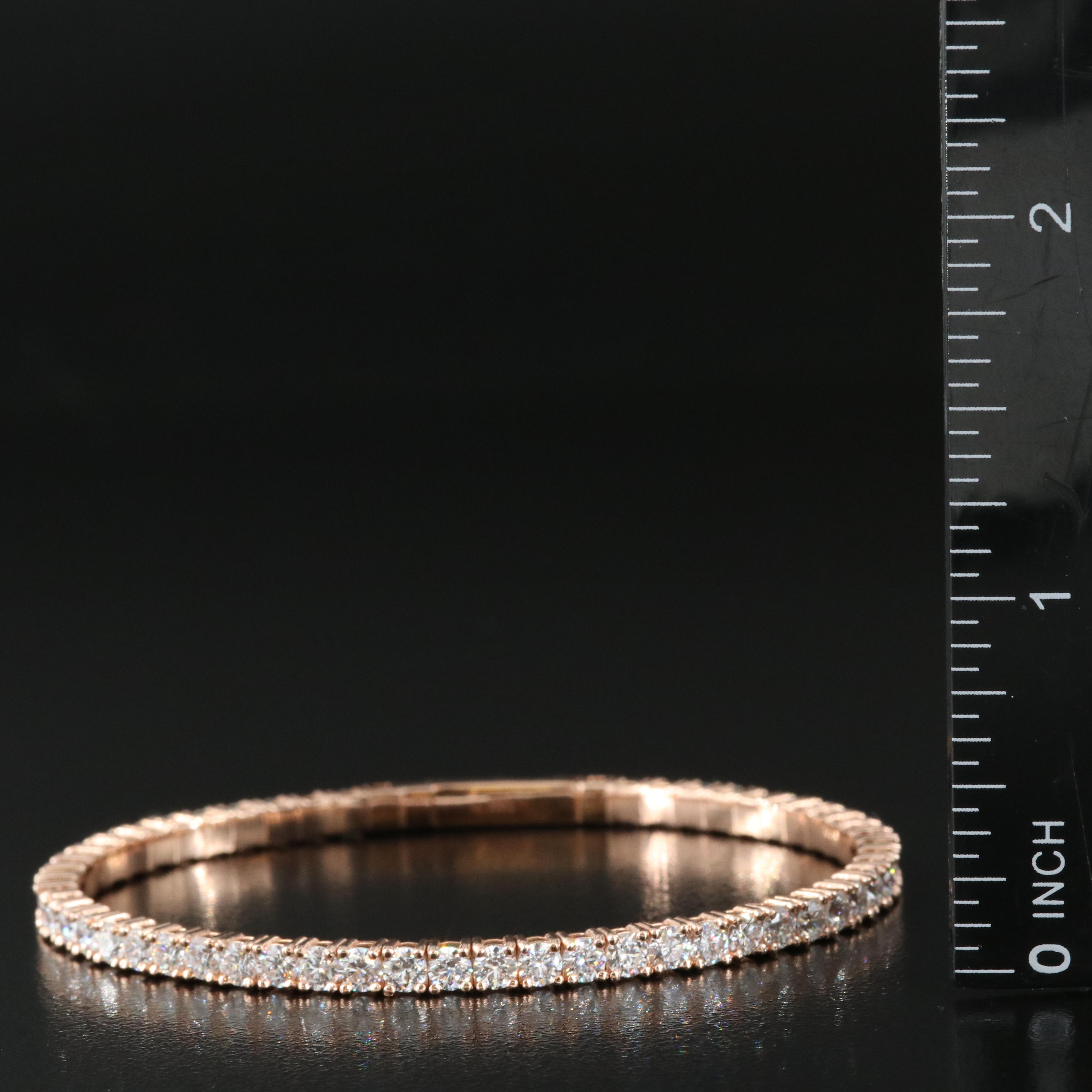 14K Rose Gold 6.12 CTW Lab Grown Diamond Flex Bangle Bracelet | EBTH