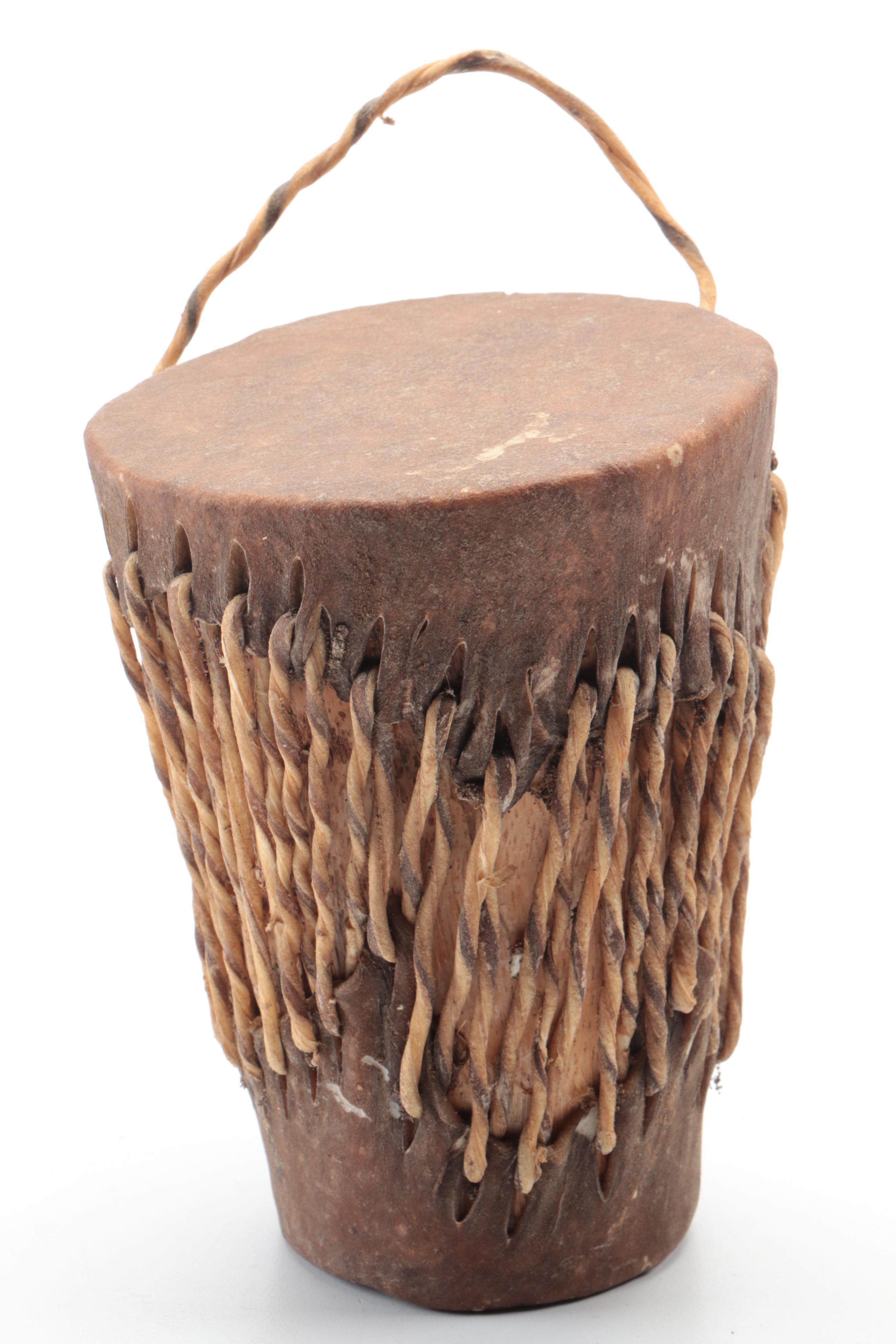 Besmo Product Kenyan Hand Carved Animal Hide Drums | EBTH