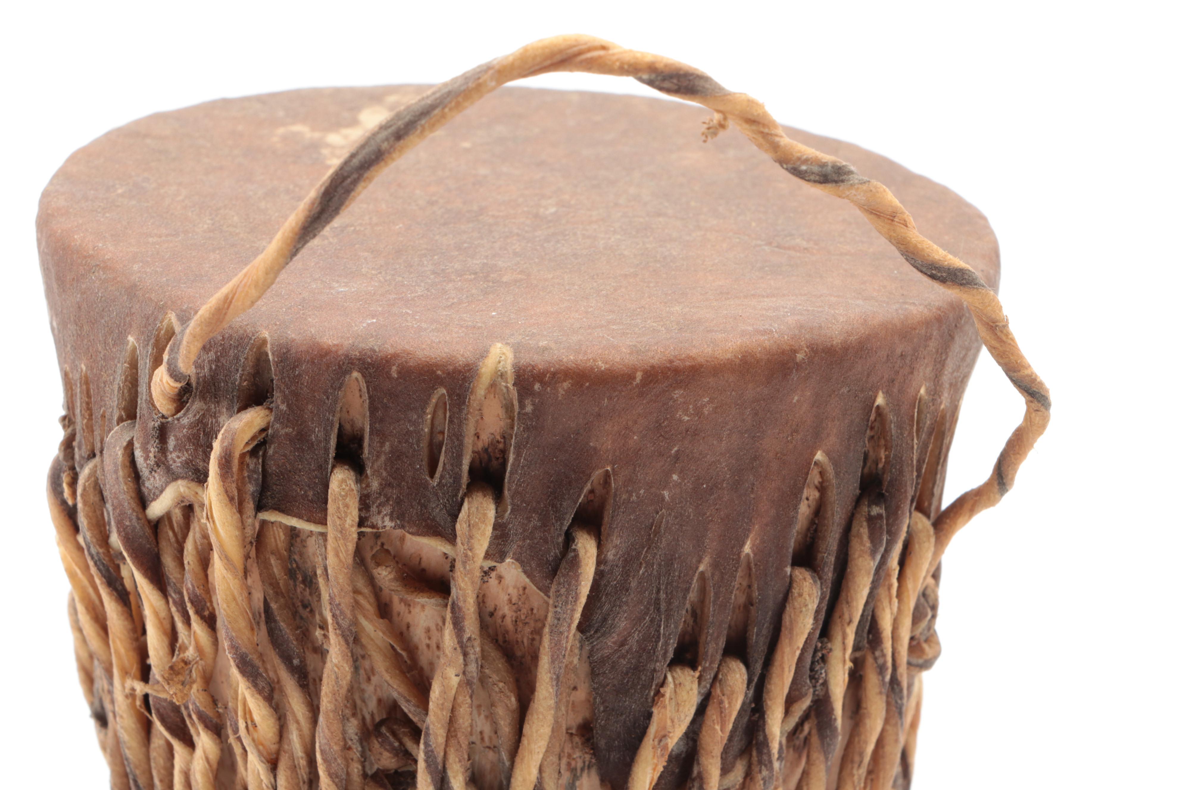 Besmo Product Kenyan Hand Carved Animal Hide Drums | EBTH