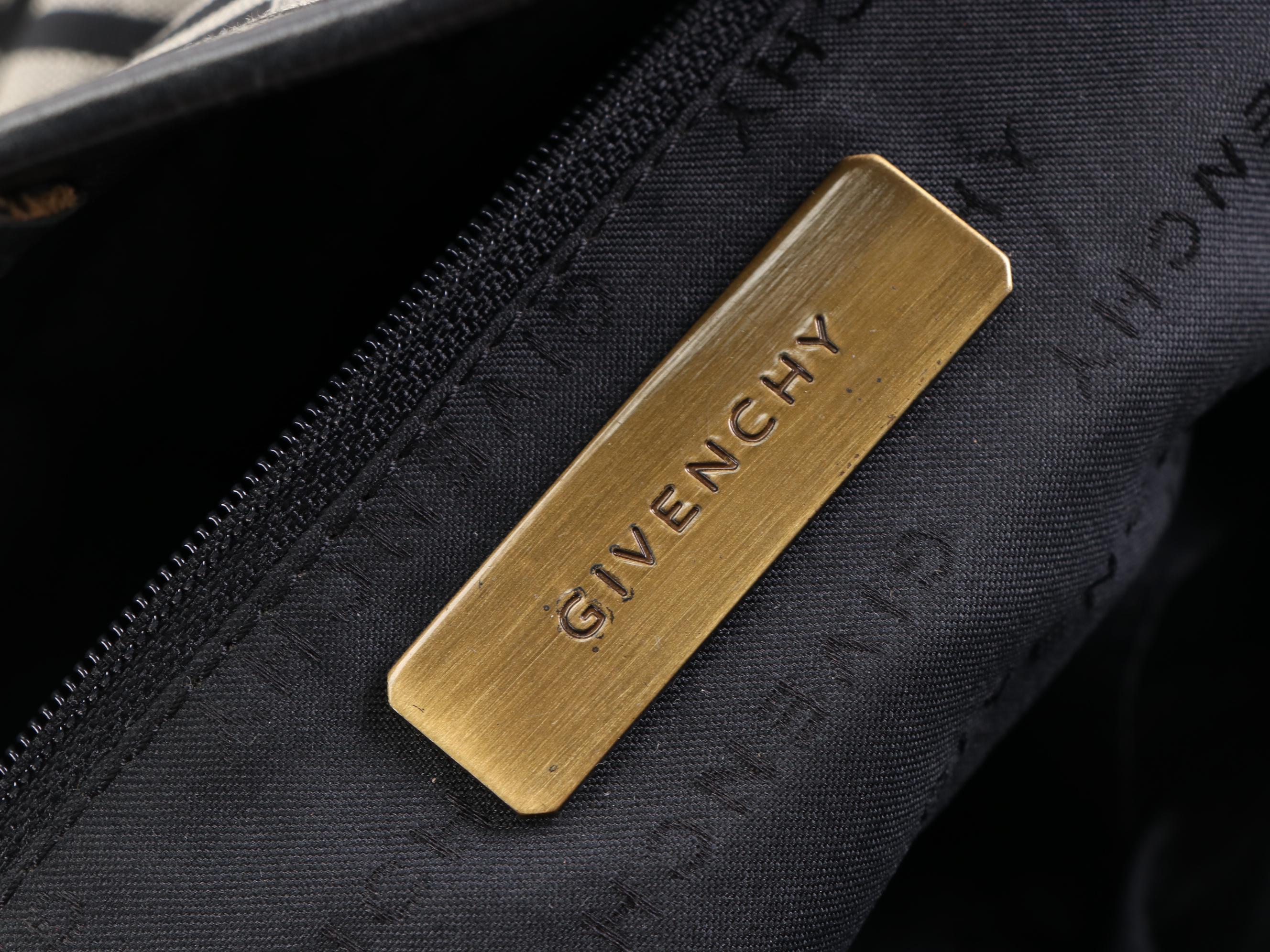 Givenchy Buckle Strap Shoulder Bag in Logo Jacquard Canvas and Leather ...
