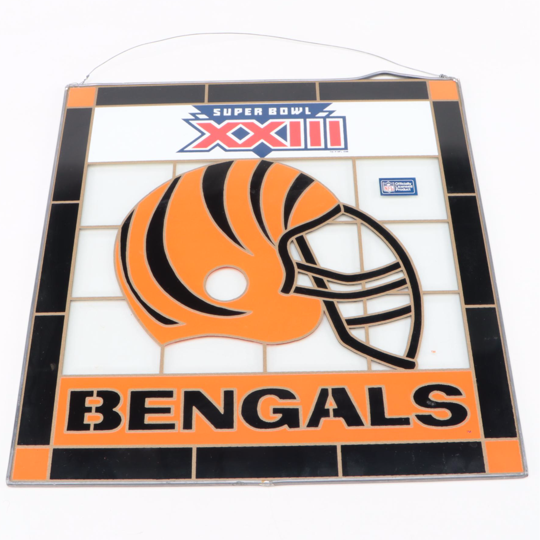 Cincinnati Bengals Super Bowl 23 Stained Glass Panel, Hu-Dey Bengals ...