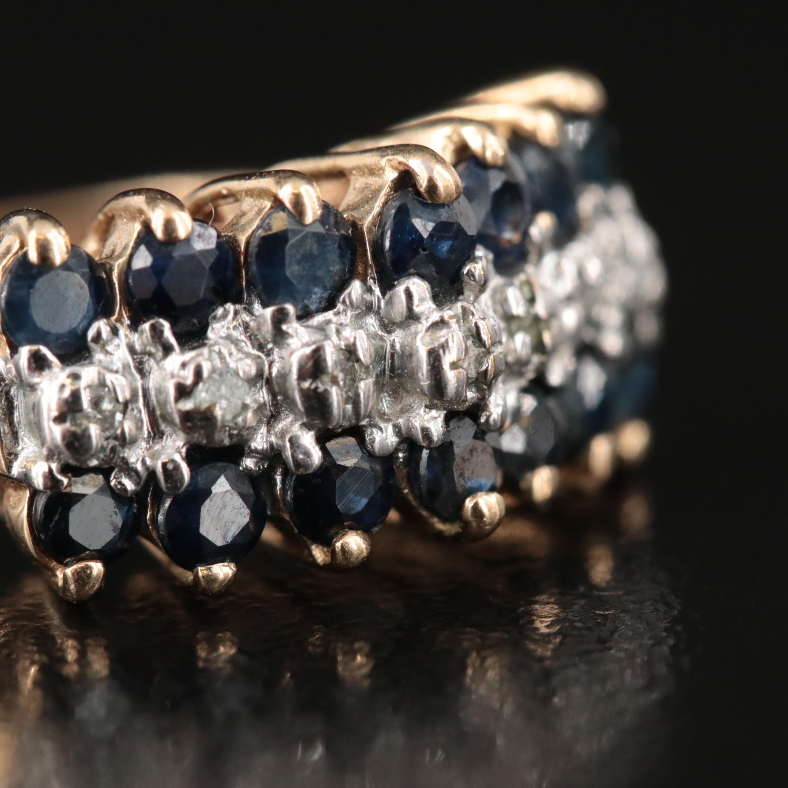 10K Diamond and Sapphire Stepped Ring | EBTH