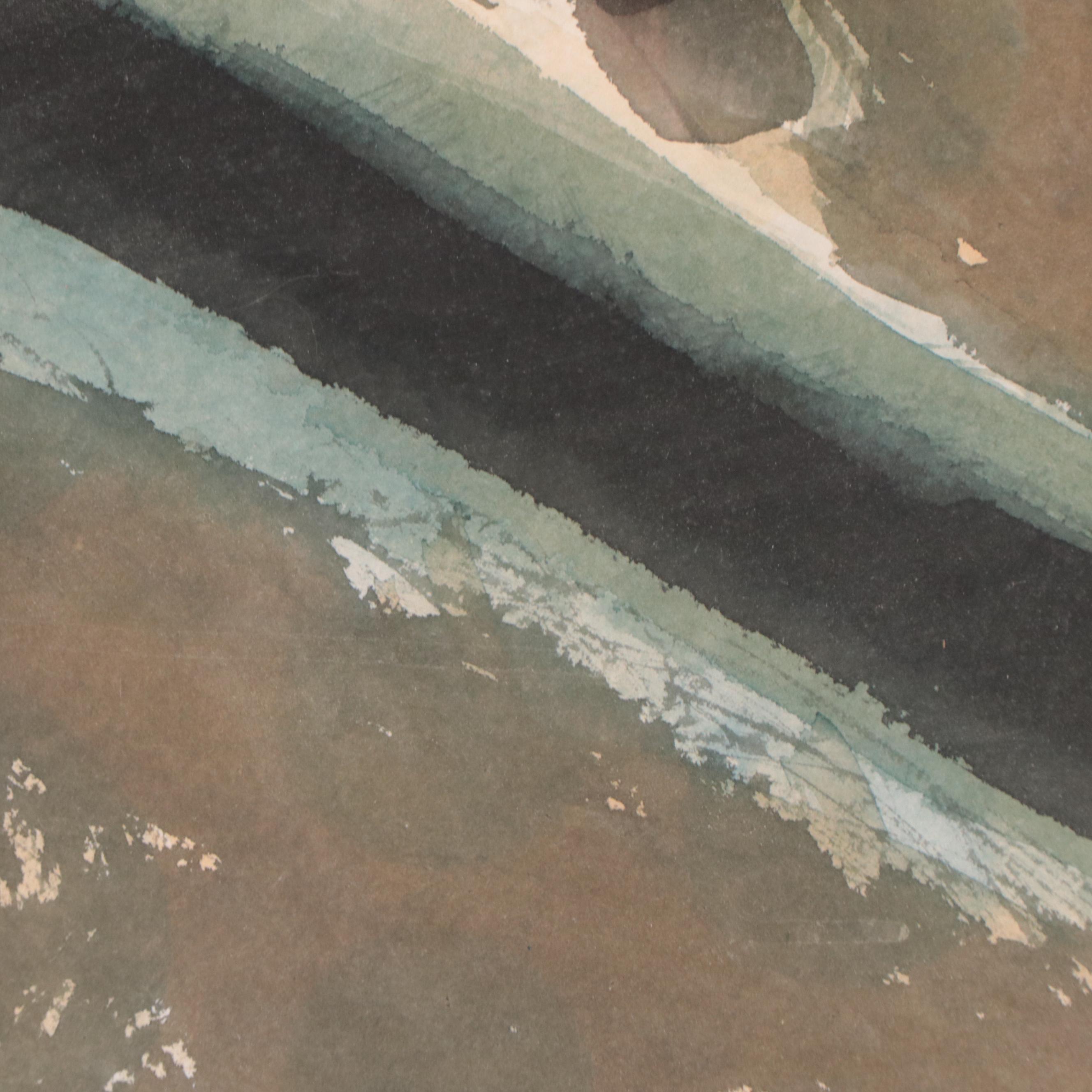 Tom Rowlands Abstract Watercolor Painting, 1973 | EBTH