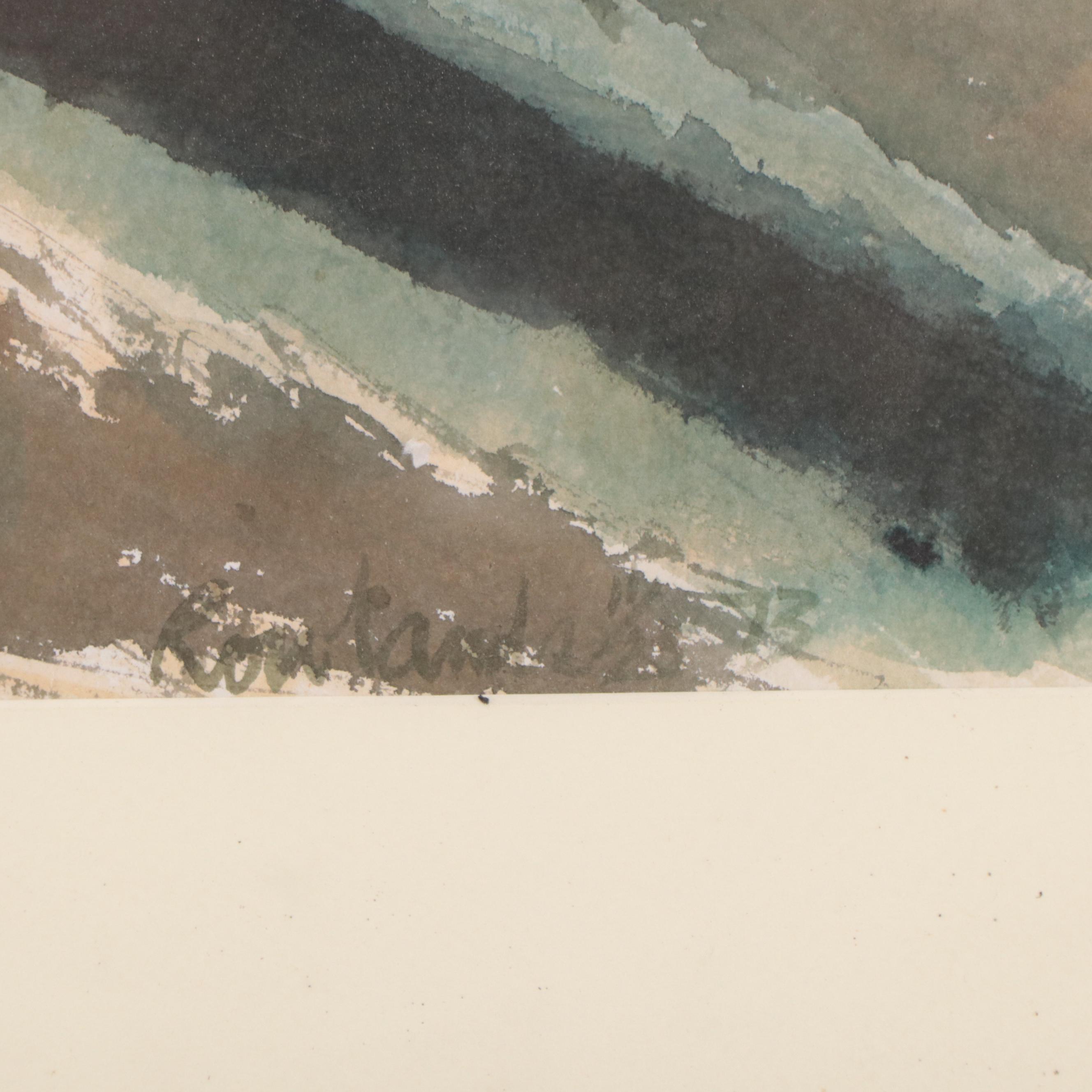 Tom Rowlands Abstract Watercolor Painting, 1973 | EBTH