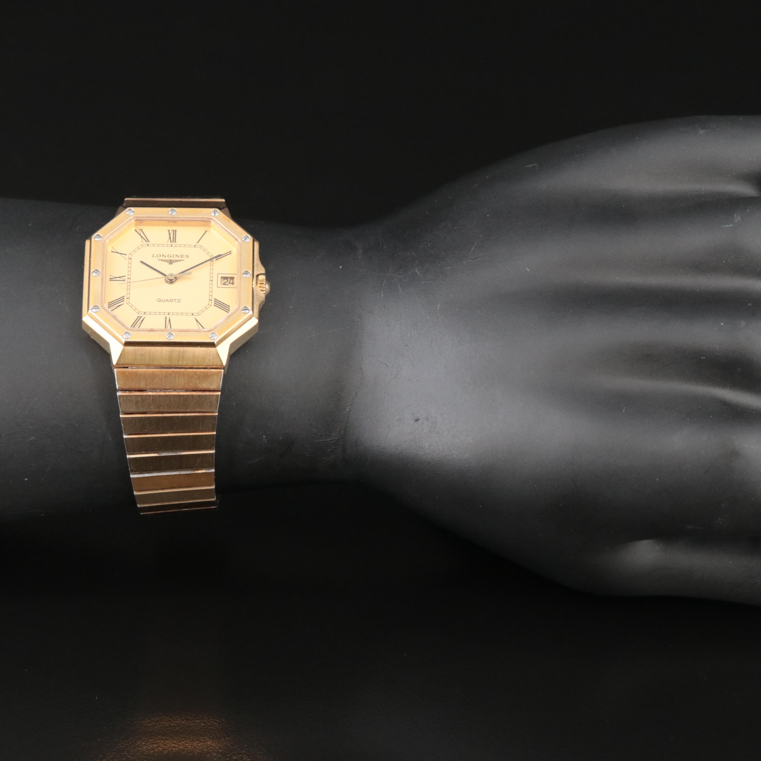 Longines Octagonal Gold-Tone Quartz Wristwatch | EBTH