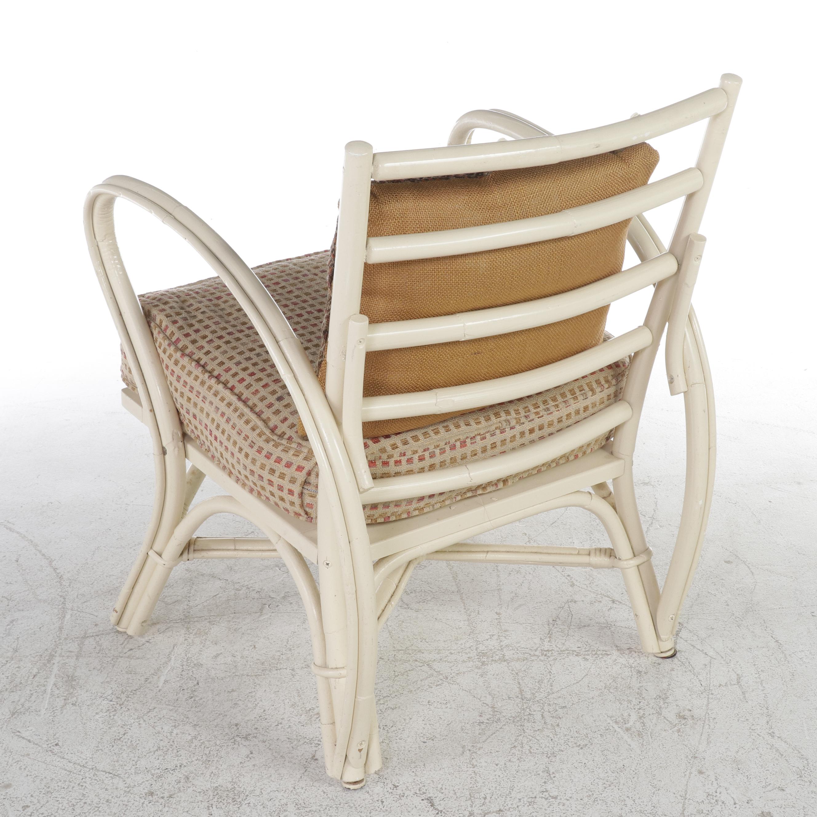 Cream-Painted Rattan Patio Armchair, Mid to Late 20th Century | EBTH