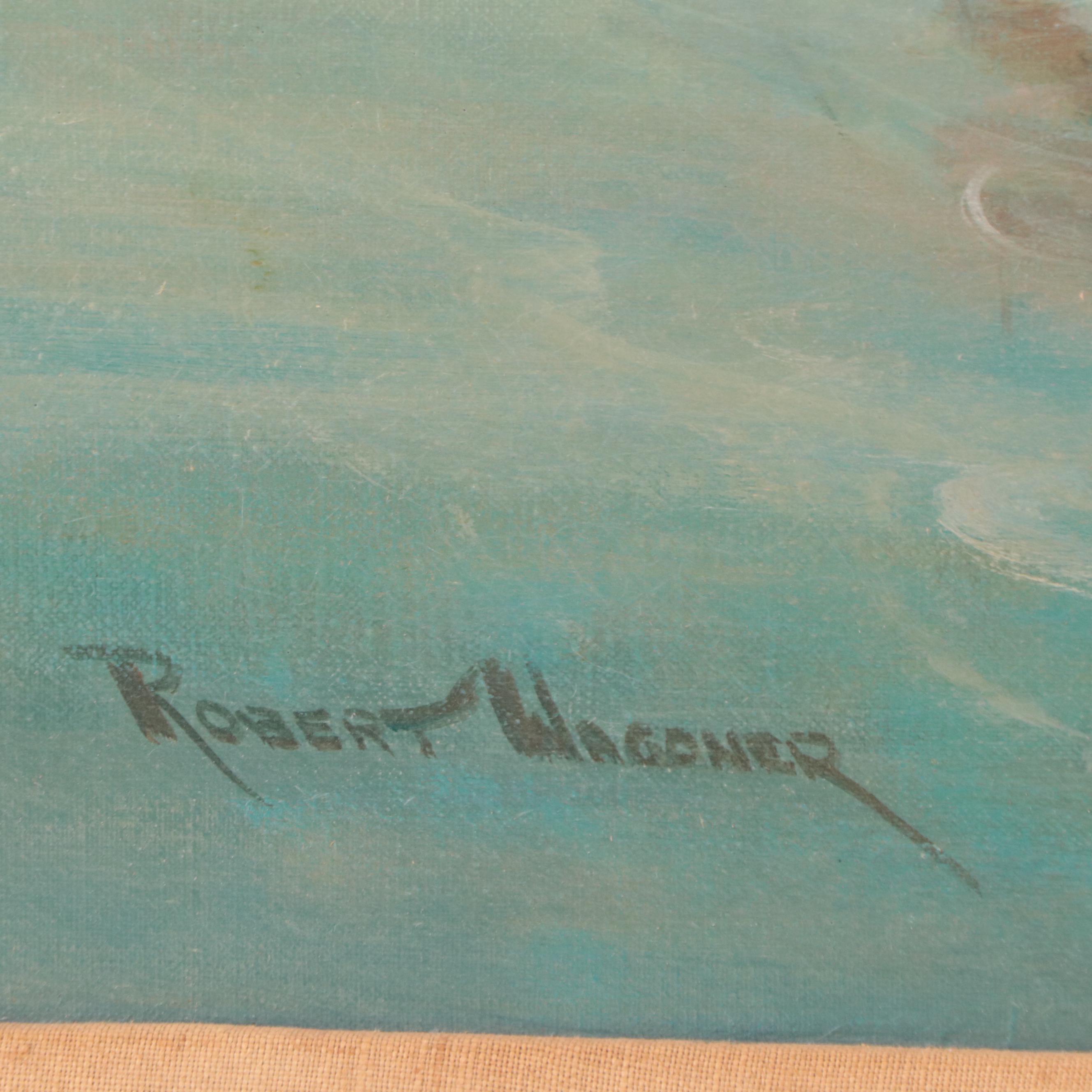 Robert Wagoner Western Oil Painting "On the Move," Mid-Late 20th ...