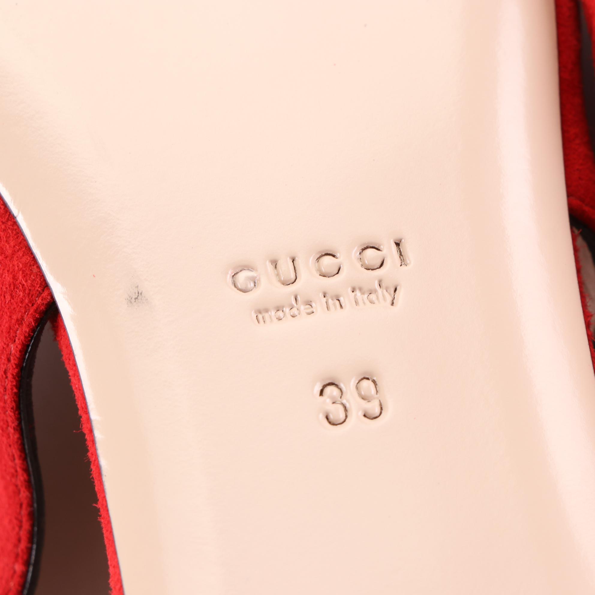 Gucci Marmont Fringe Slingback Sandals in Red Nubuck Suede | EBTH