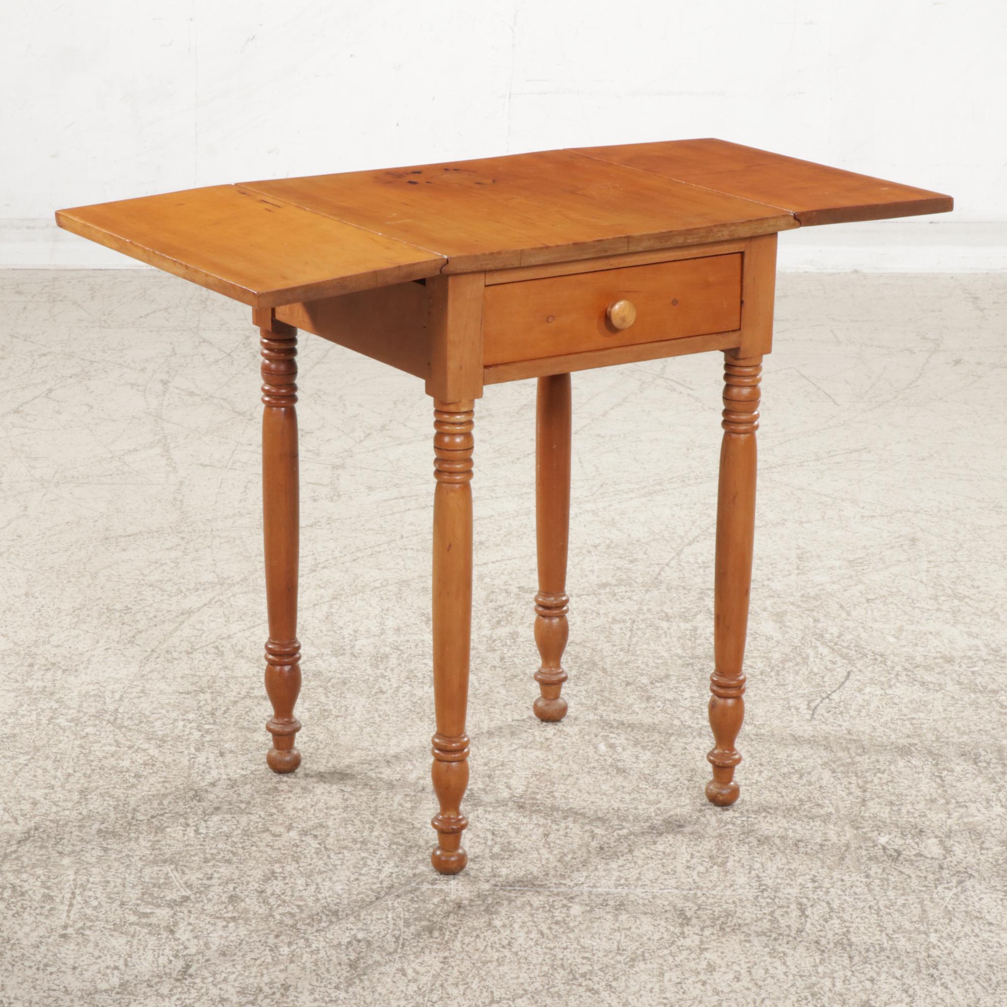 American Primitive Maple and Hardwood Drop-Leaf Work Table | EBTH