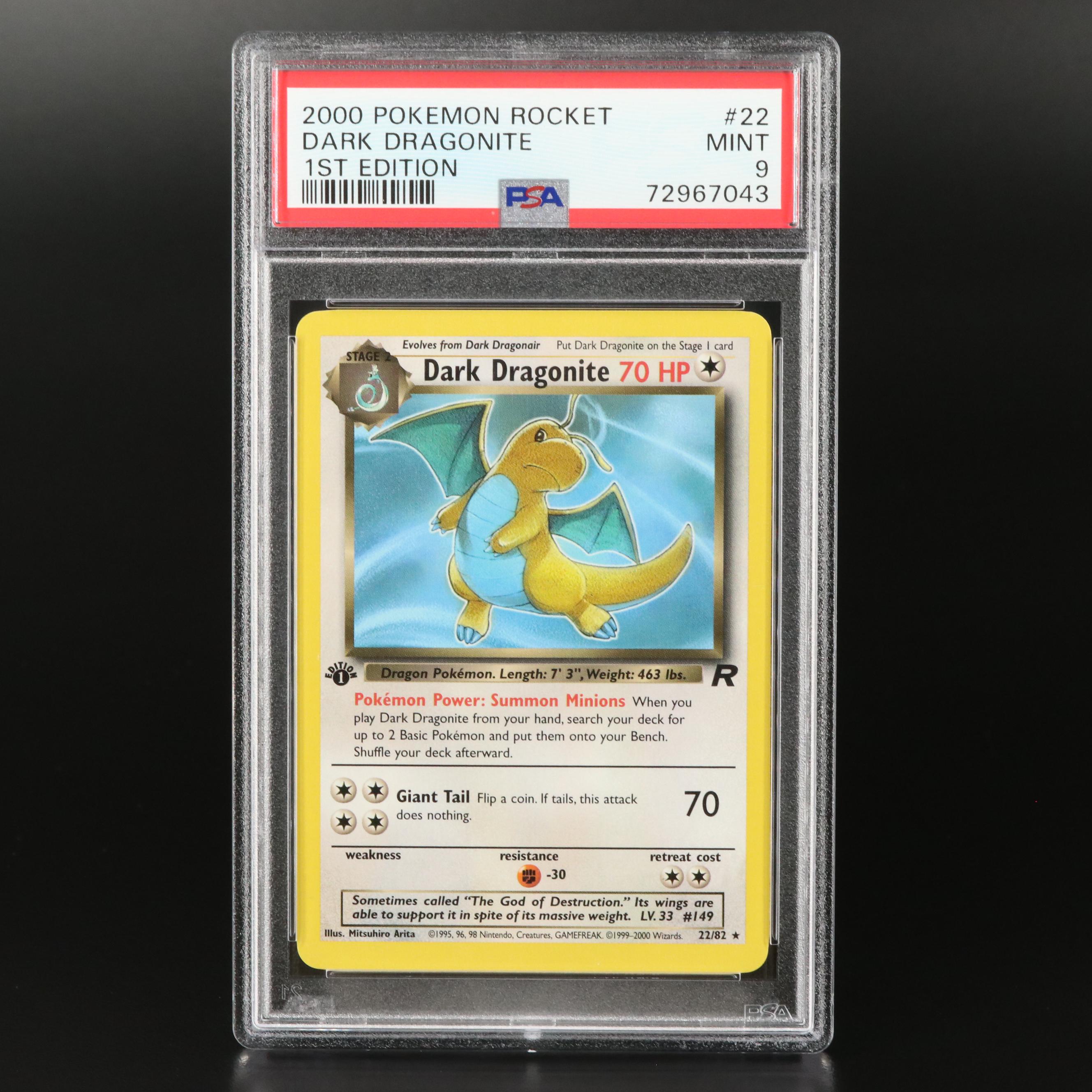 2000 Pokemon Rocket Dark Dragonite 1st Edition #22 Graded PSA Mint 9 ...