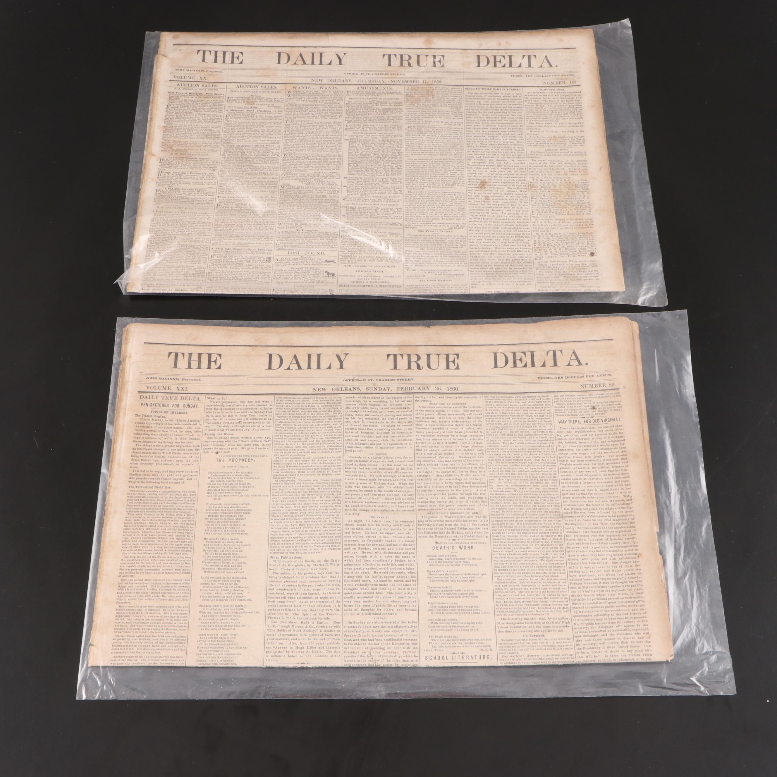 "The Daily True Delta" Pre-Civil War New Orleans Newspapers, 1859–1860 ...