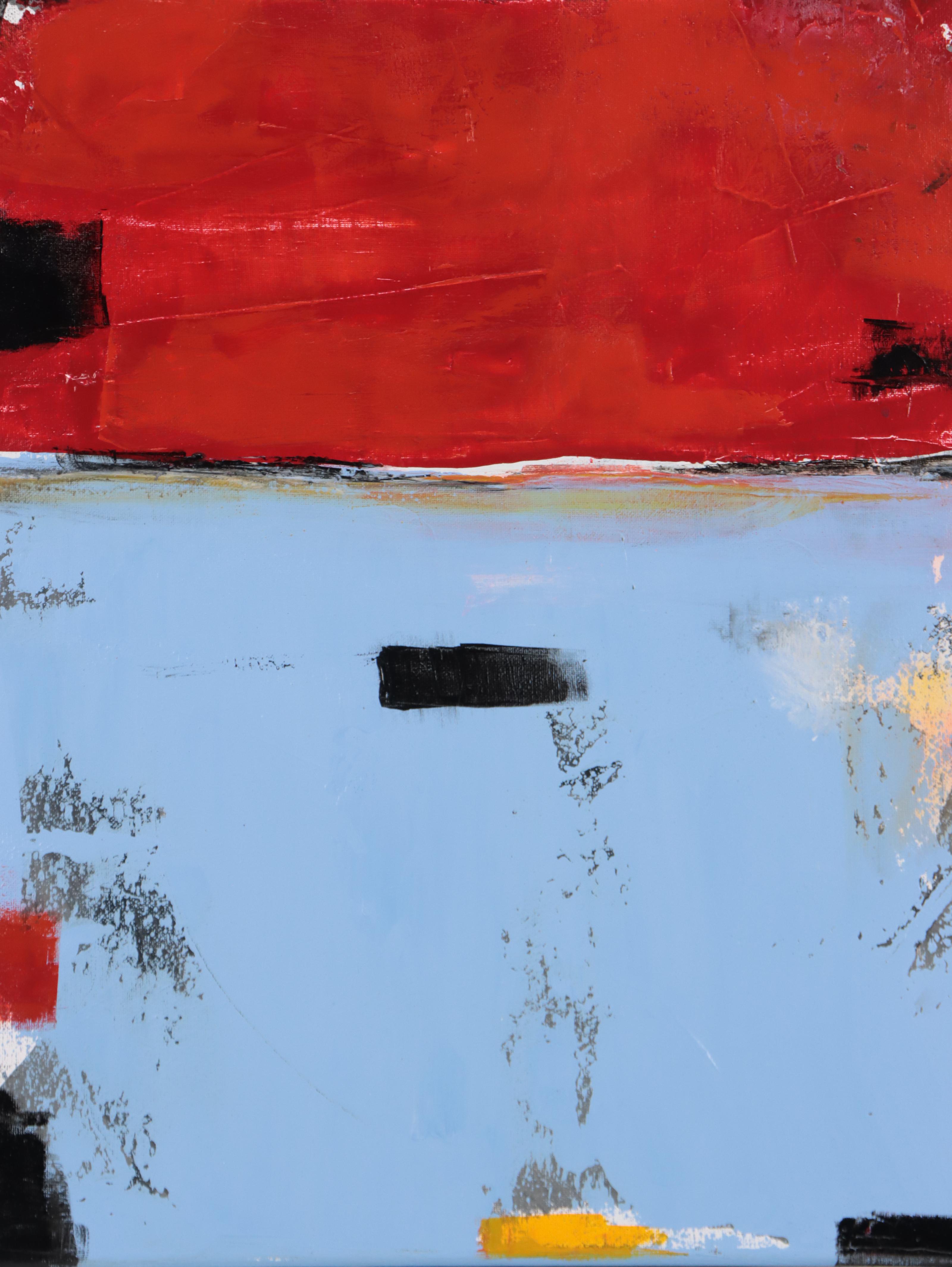 Sanna Abstract Acrylic Painting "Red Sky," 2023 | EBTH