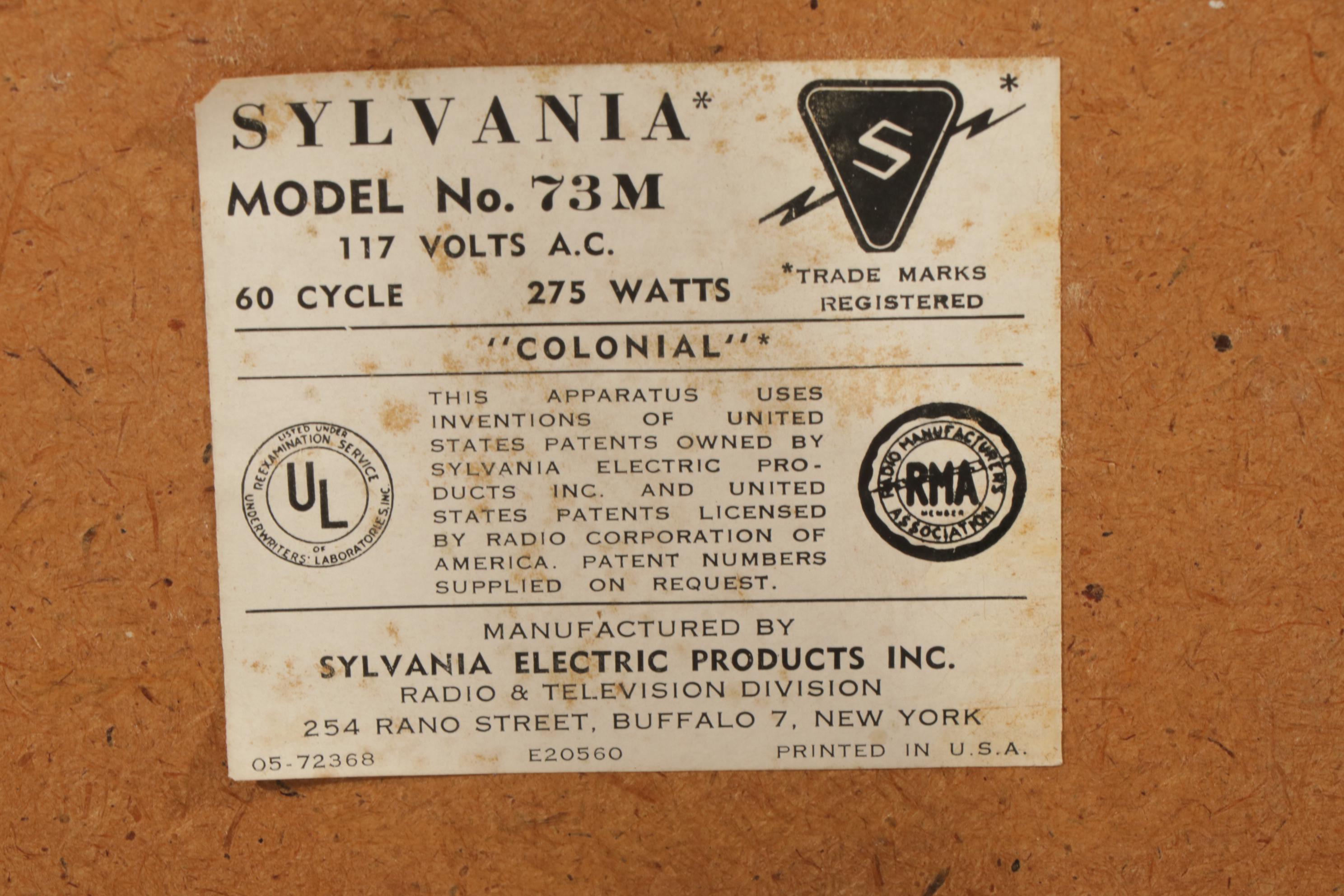 Sylvania Model 73M Colonial Television, 1950s | EBTH