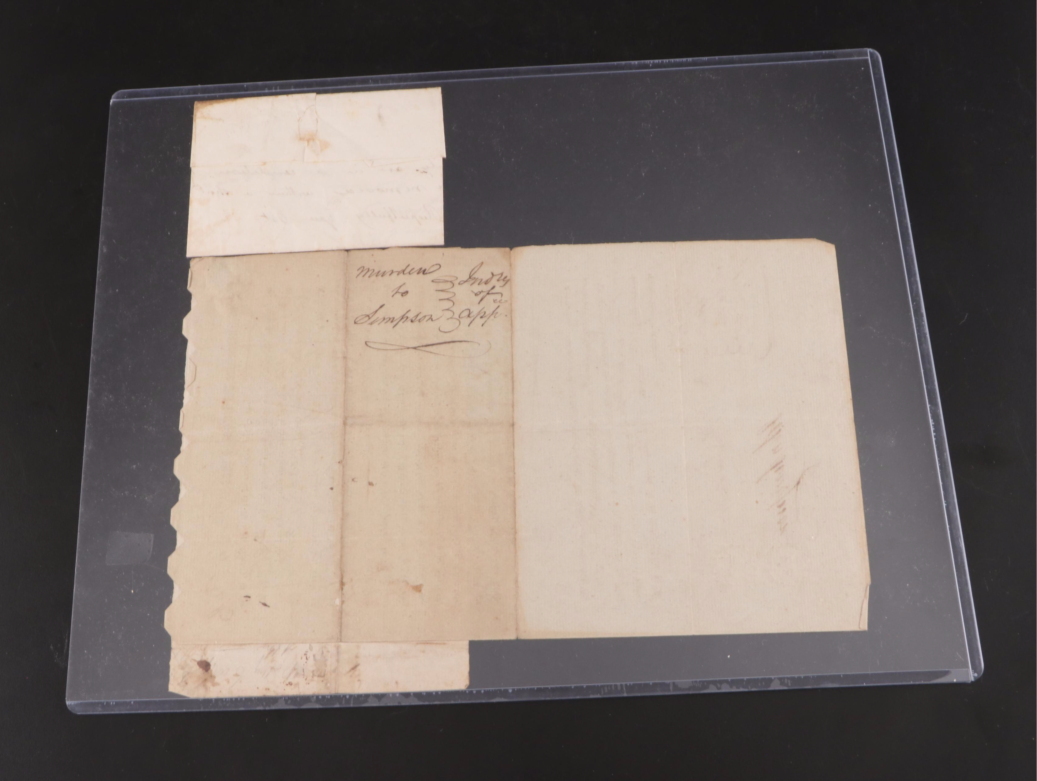 Indentured Servant Document of Ivey Murden with Letter, Early to Mid ...