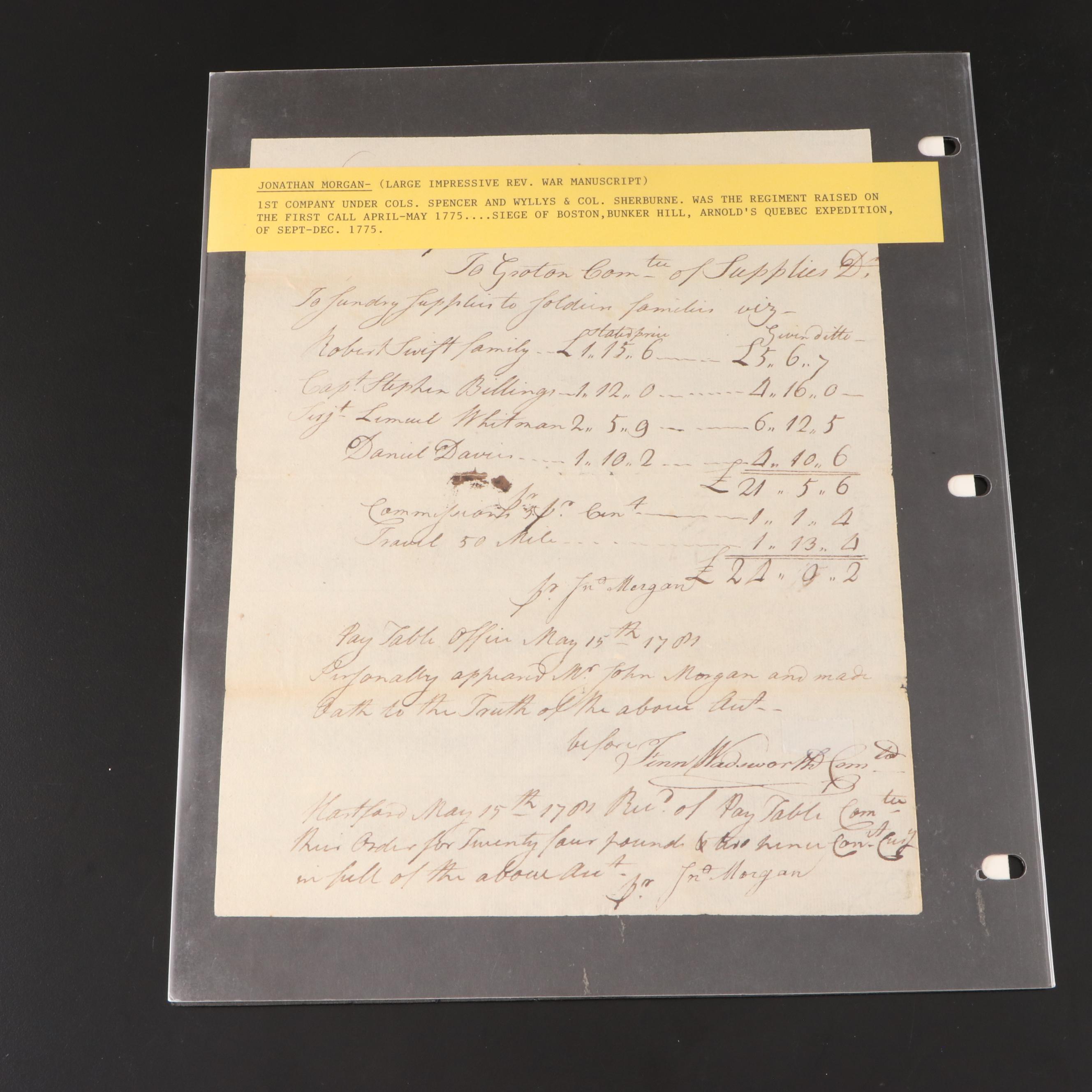 American Revolutionary War Documents and Certification, 1775–1783 | EBTH