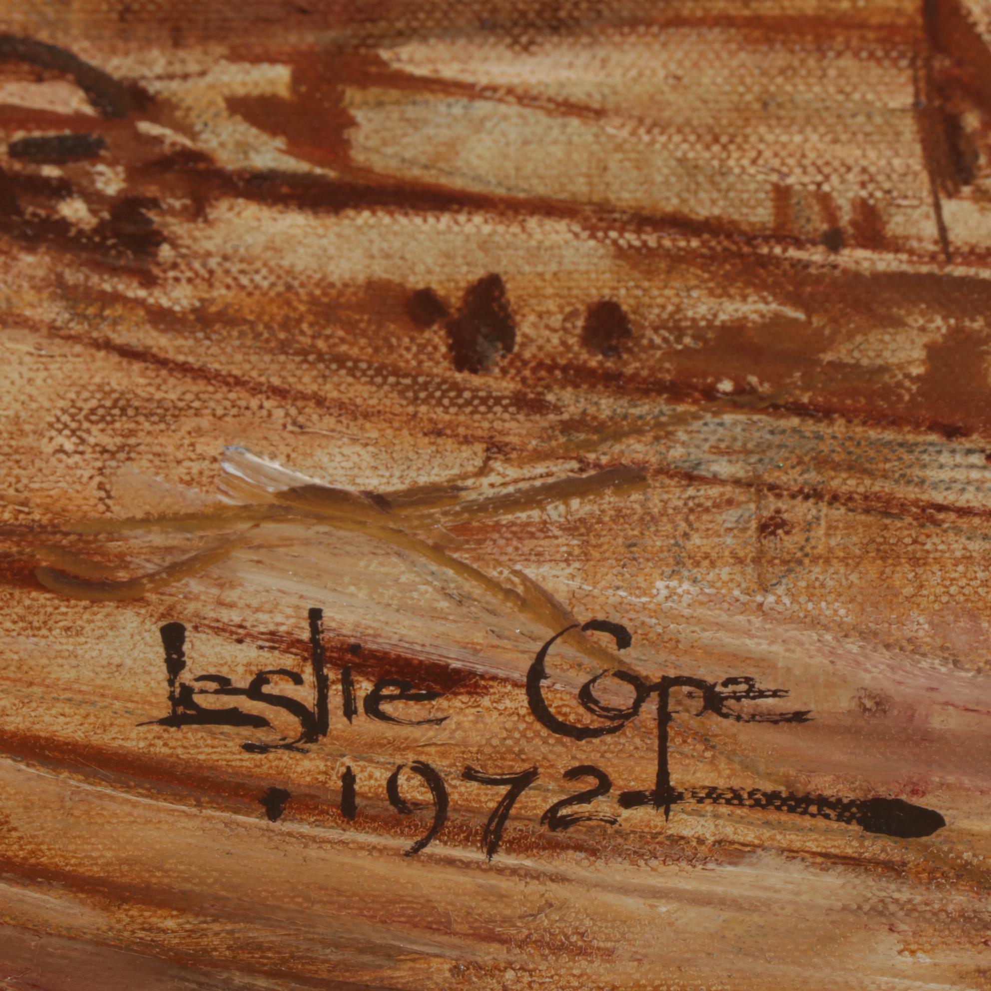 Leslie Cope Oil Painting "Canal Scene," 1972 | EBTH