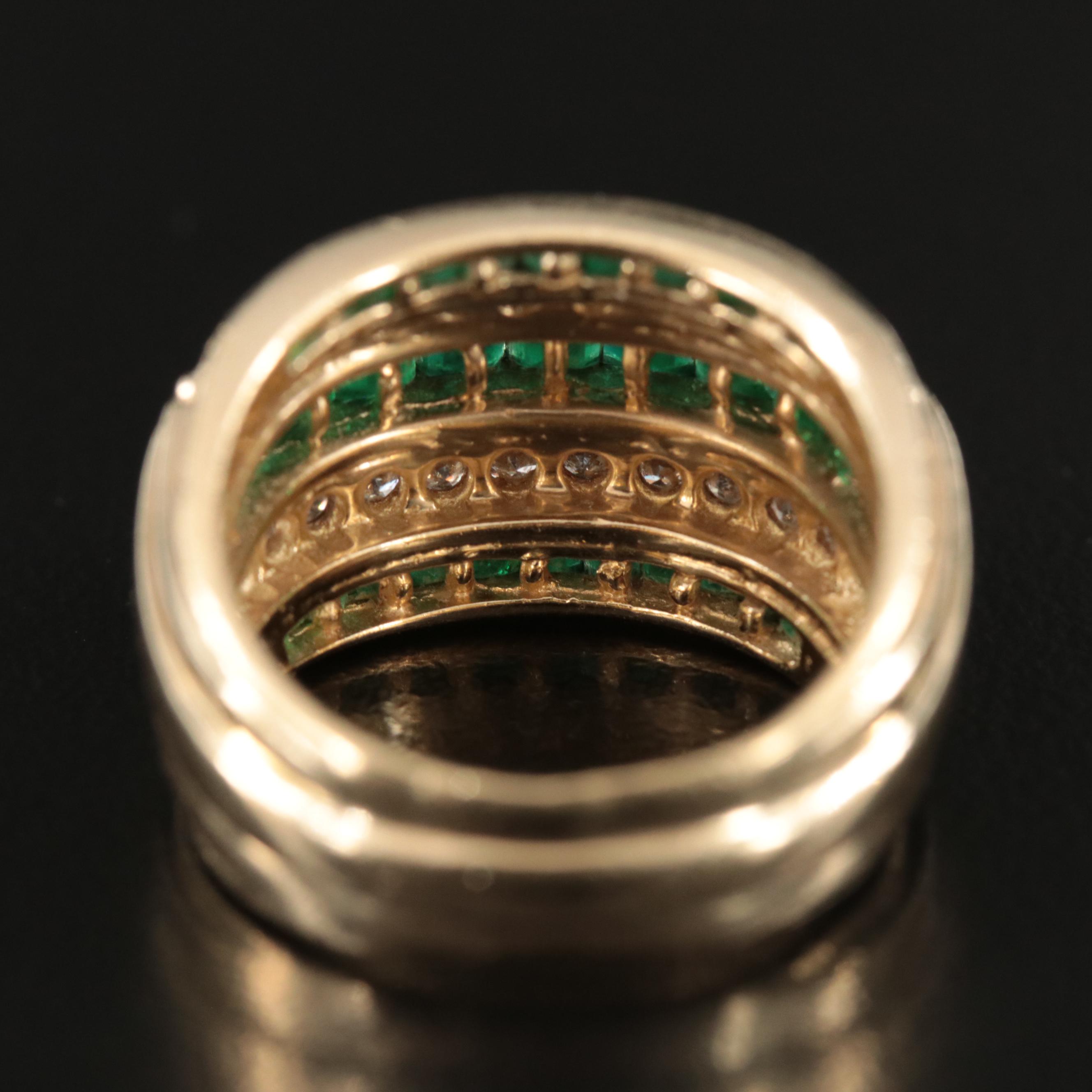 14K Emerald and Diamond Tiered Ring | EBTH